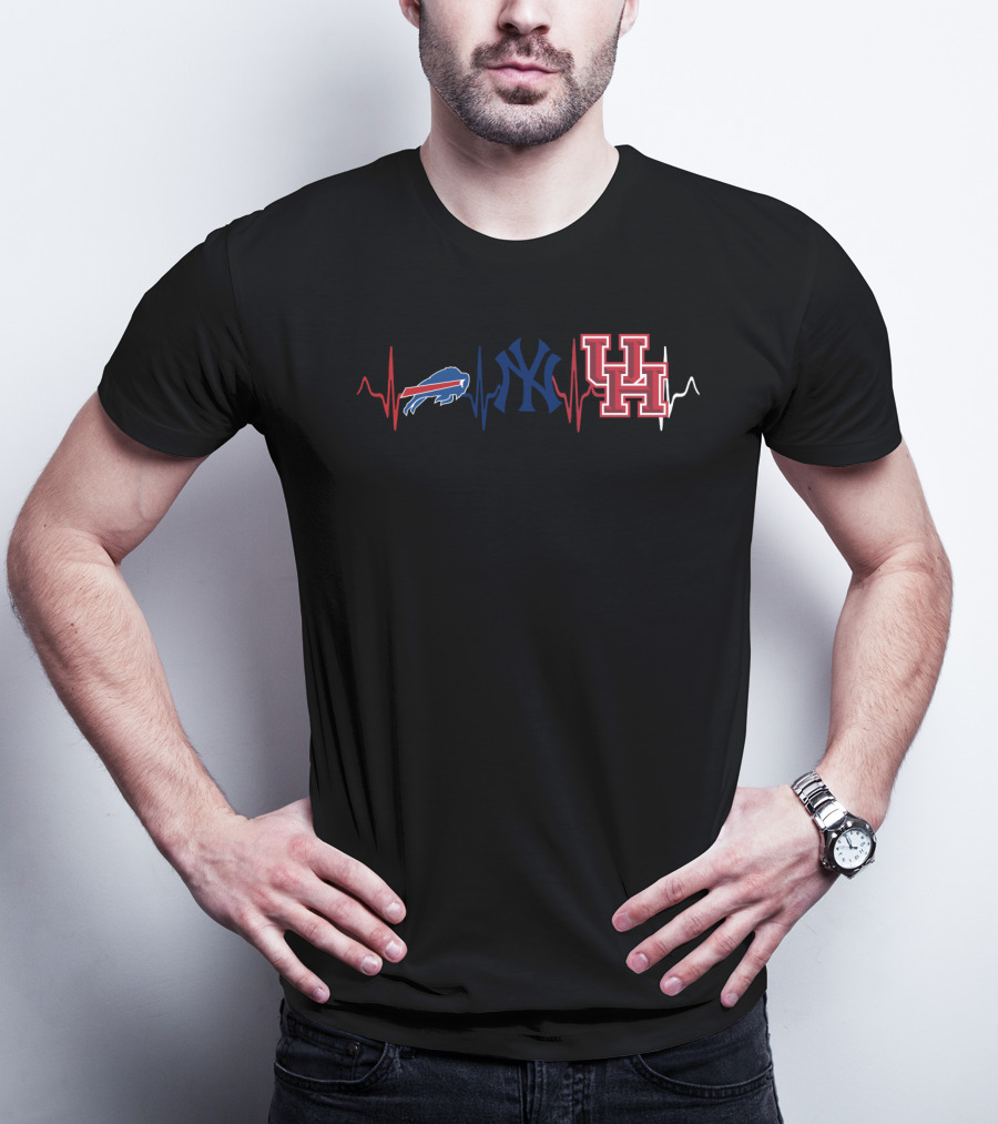 Buffalo Bills New York Yankees Houston Cougars Heartbeat T-Shirt