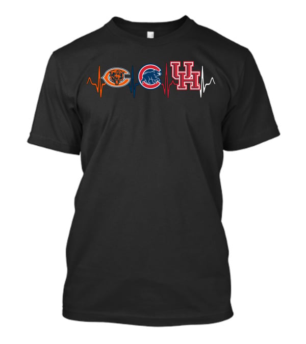 Chicago Bears Chicago Cubs University Of Houston Heartbeat T-Shirt