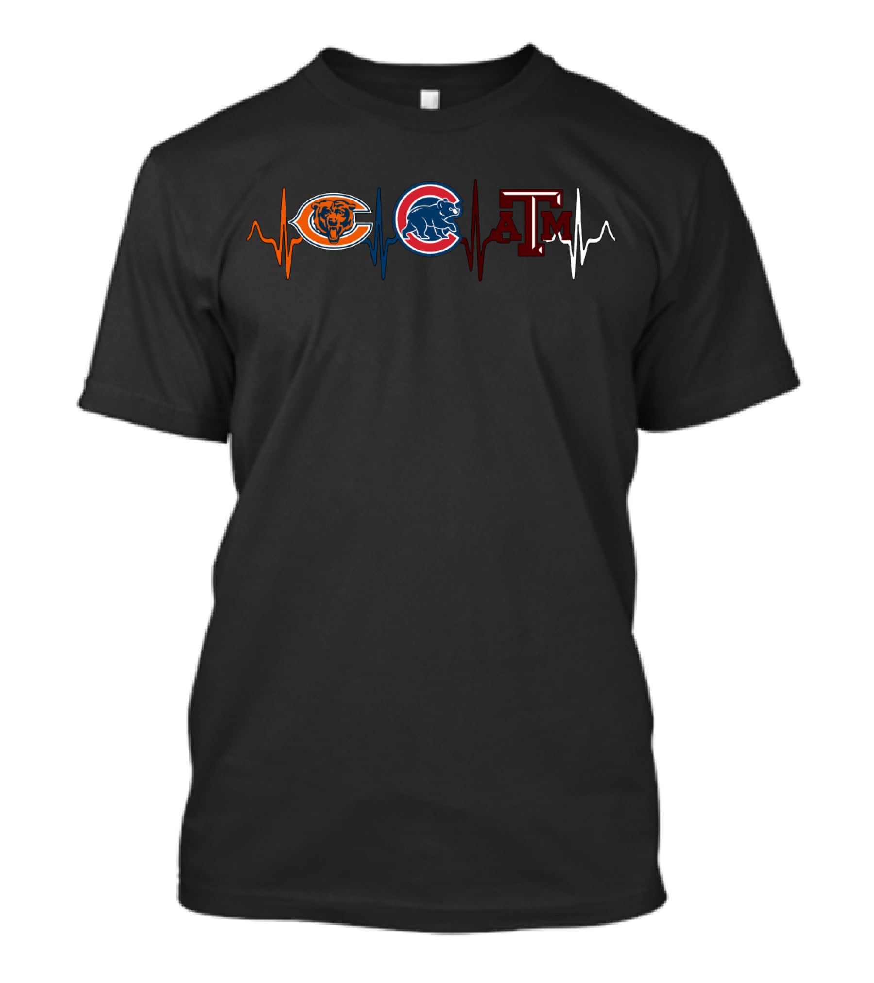 Chicago Bears Cubs Texas A&M Heartbeat T-Shirt