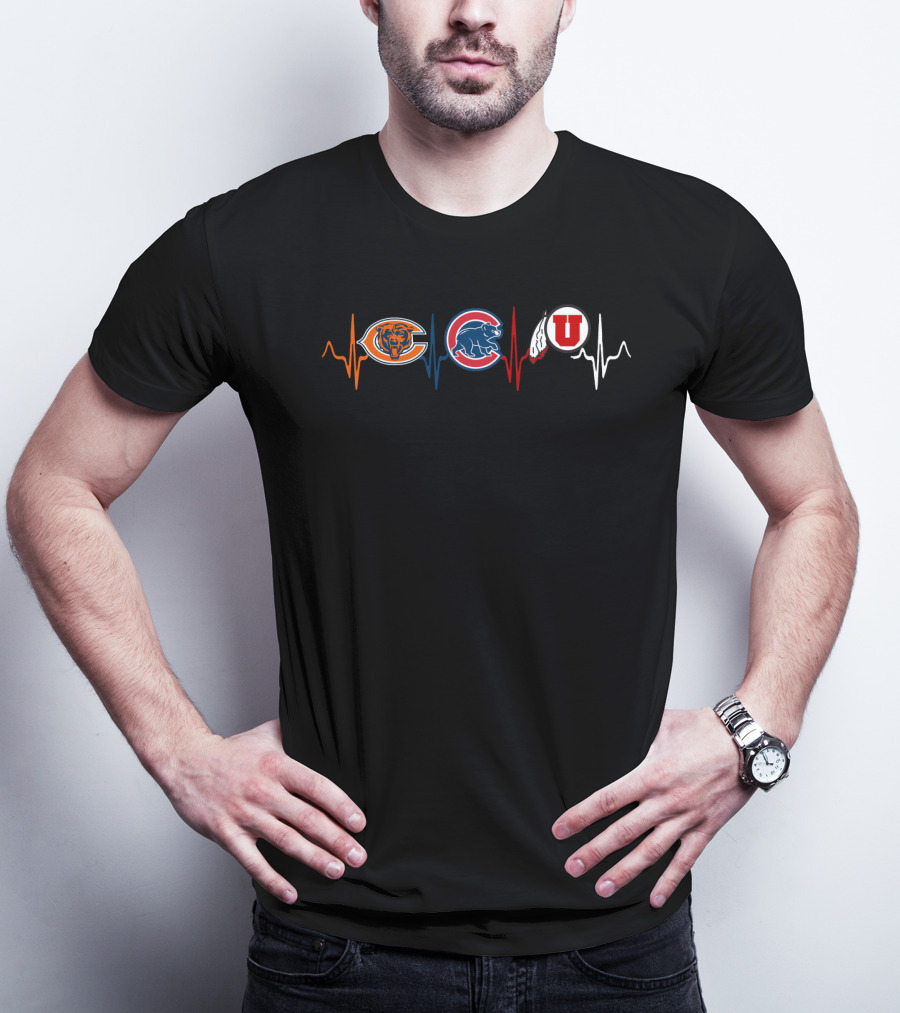 Chicago Bears Chicago Cubs Utah Utes Heartbeat T-Shirt
