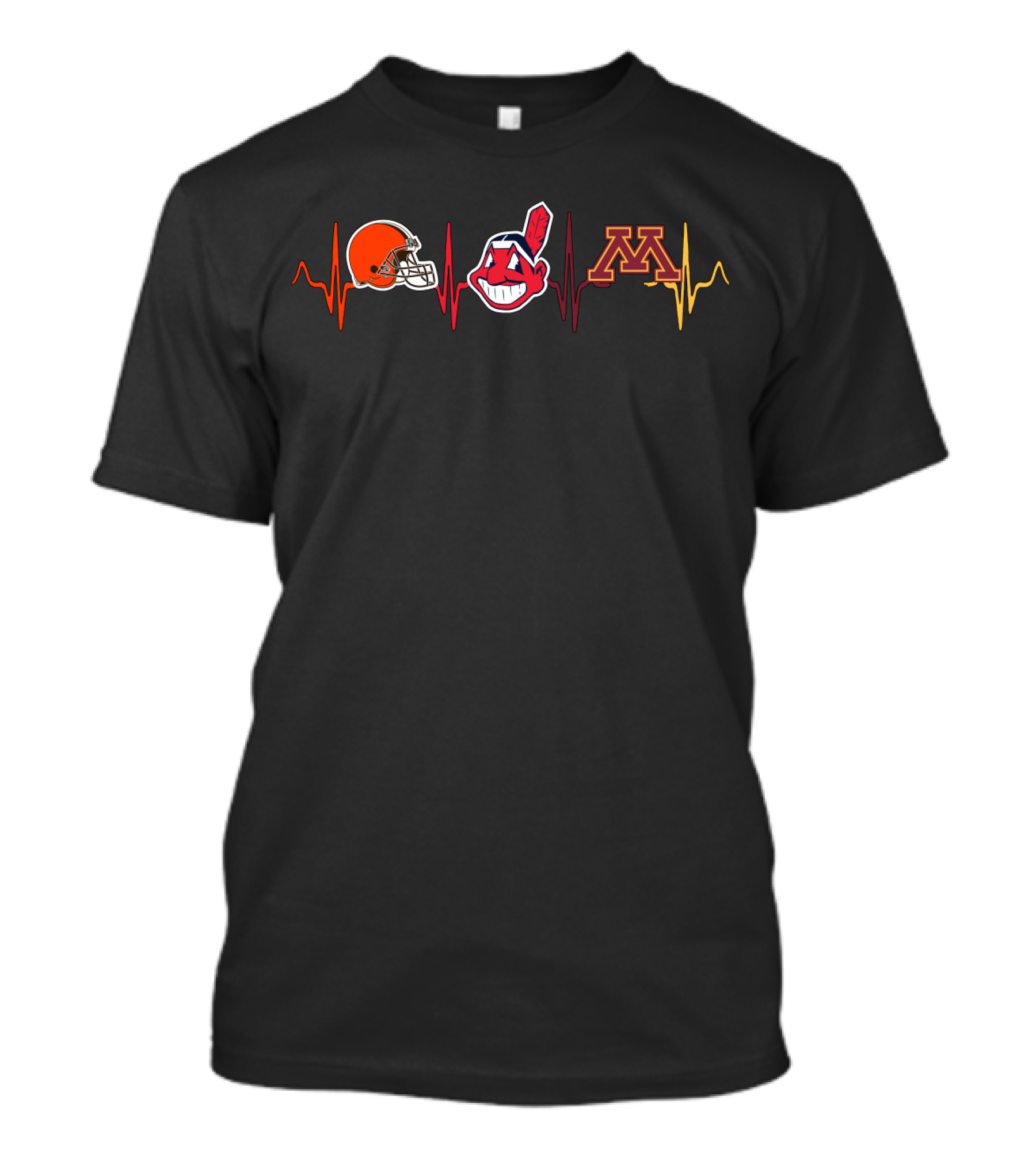 Cleveland Browns Cleveland Indians Minnesota Golden Gophers Heartbeat T-Shirt