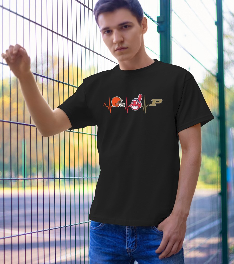 Browns Indians Purdue Heartbeat T-Shirt