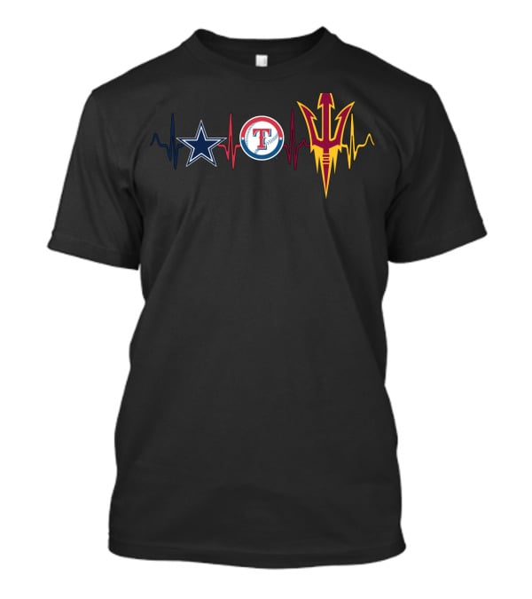 Dallas Cowboys Texas Rangers Arizona State Sun Devils Heartbeat T-Shirt