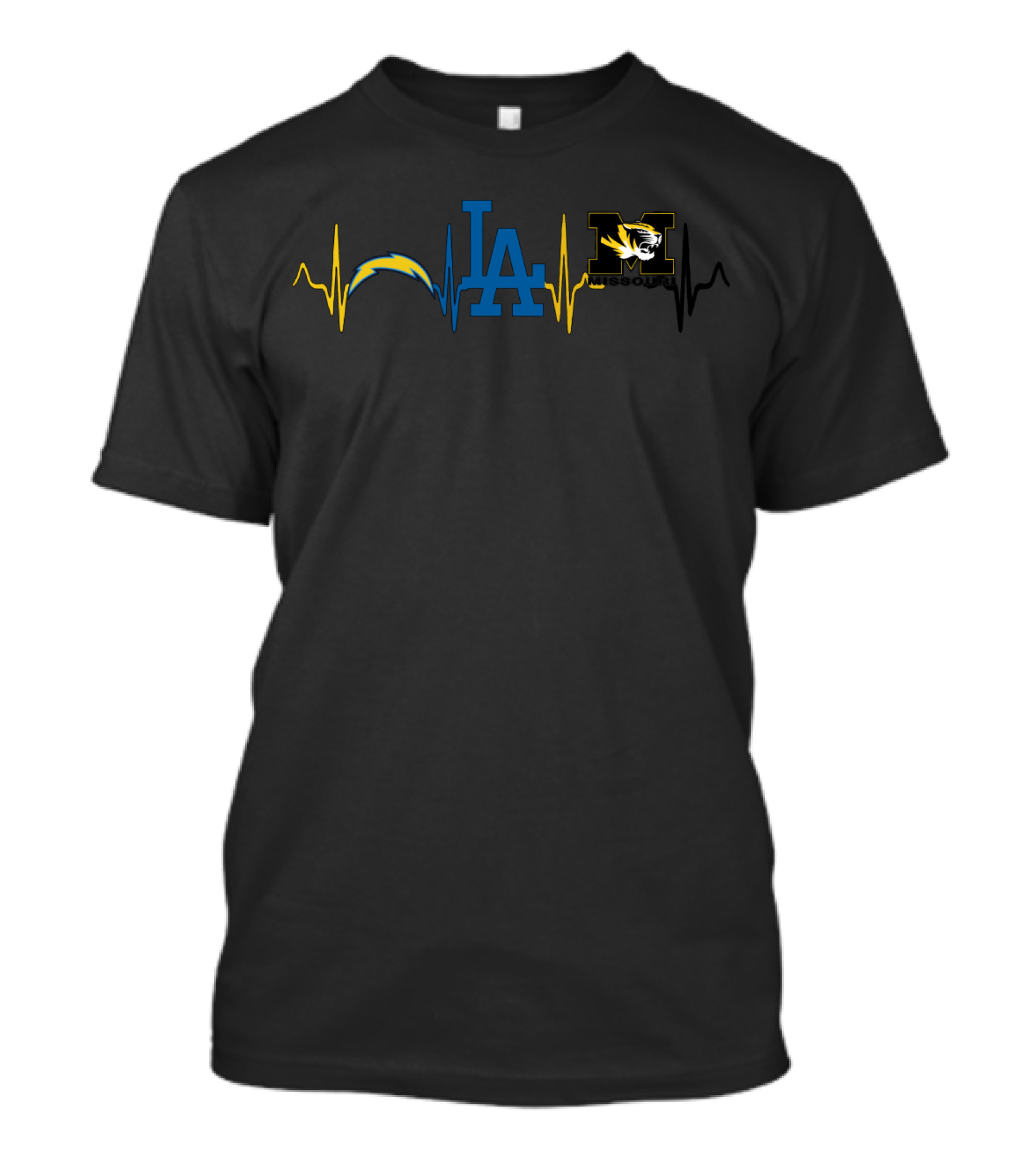 Love Chargers Dodgers Missouri Tigers Hearts Beat T-Shirt
