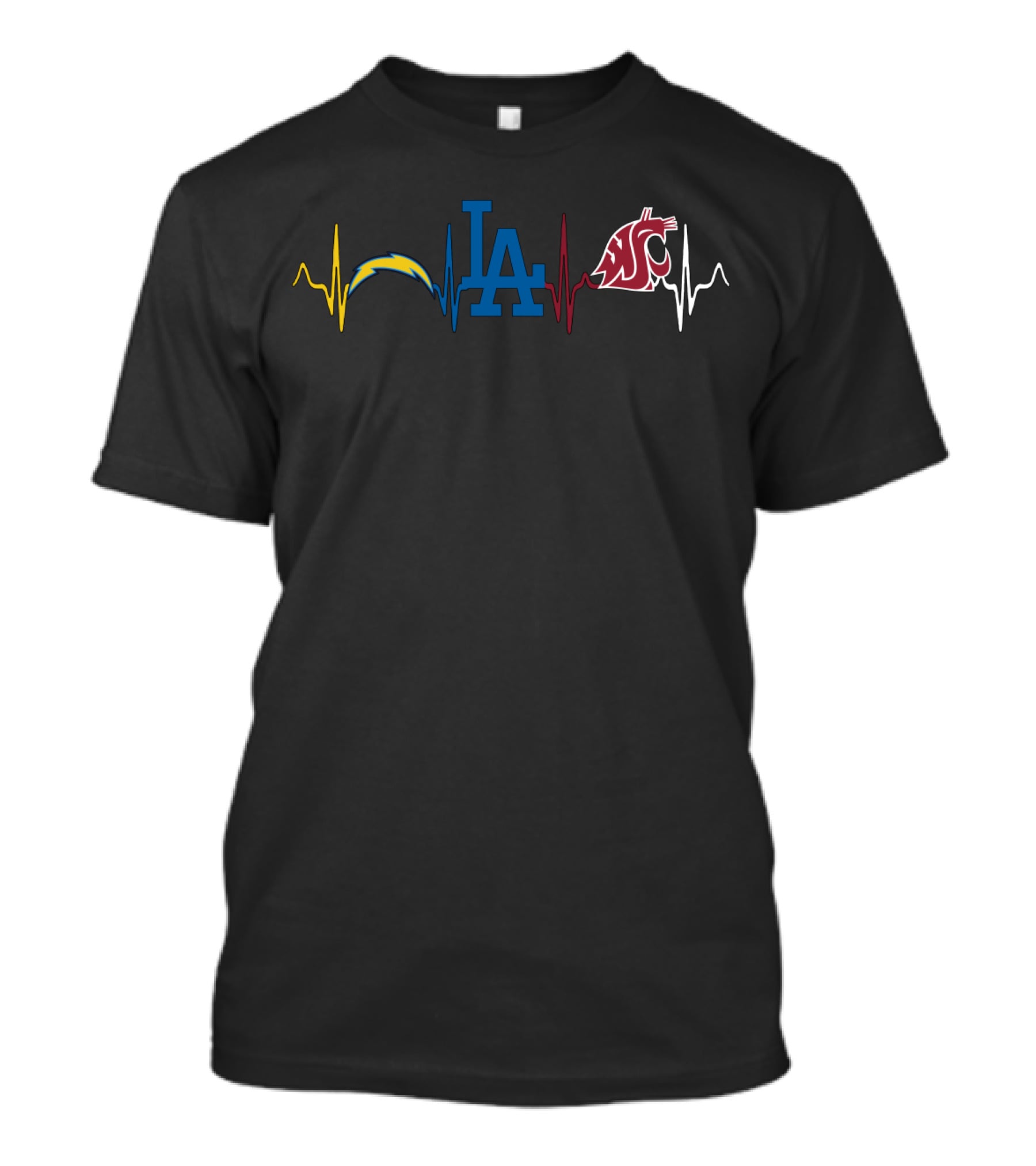 Love Chargers Dodgers Wsc Heartbeat Line T-Shirt