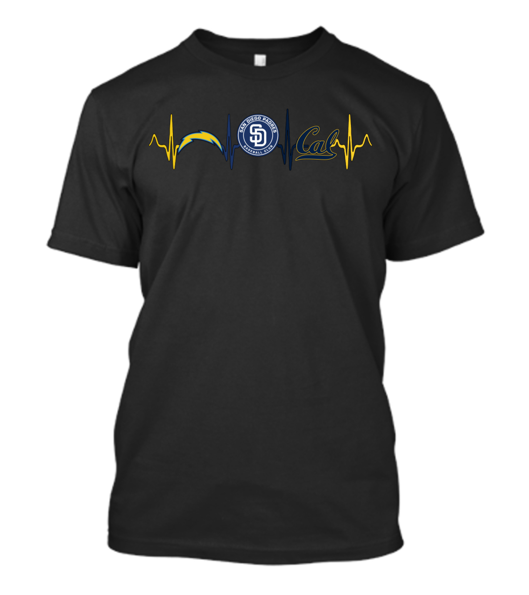 San Diego Padres Love Chargers Cal Heartbeat Cgb T-Shirt