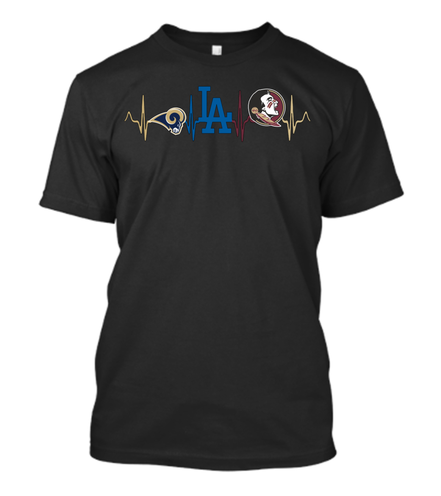 Love Rams Dodgers Seminoles Fss Heartbeat Passion T-Shirt