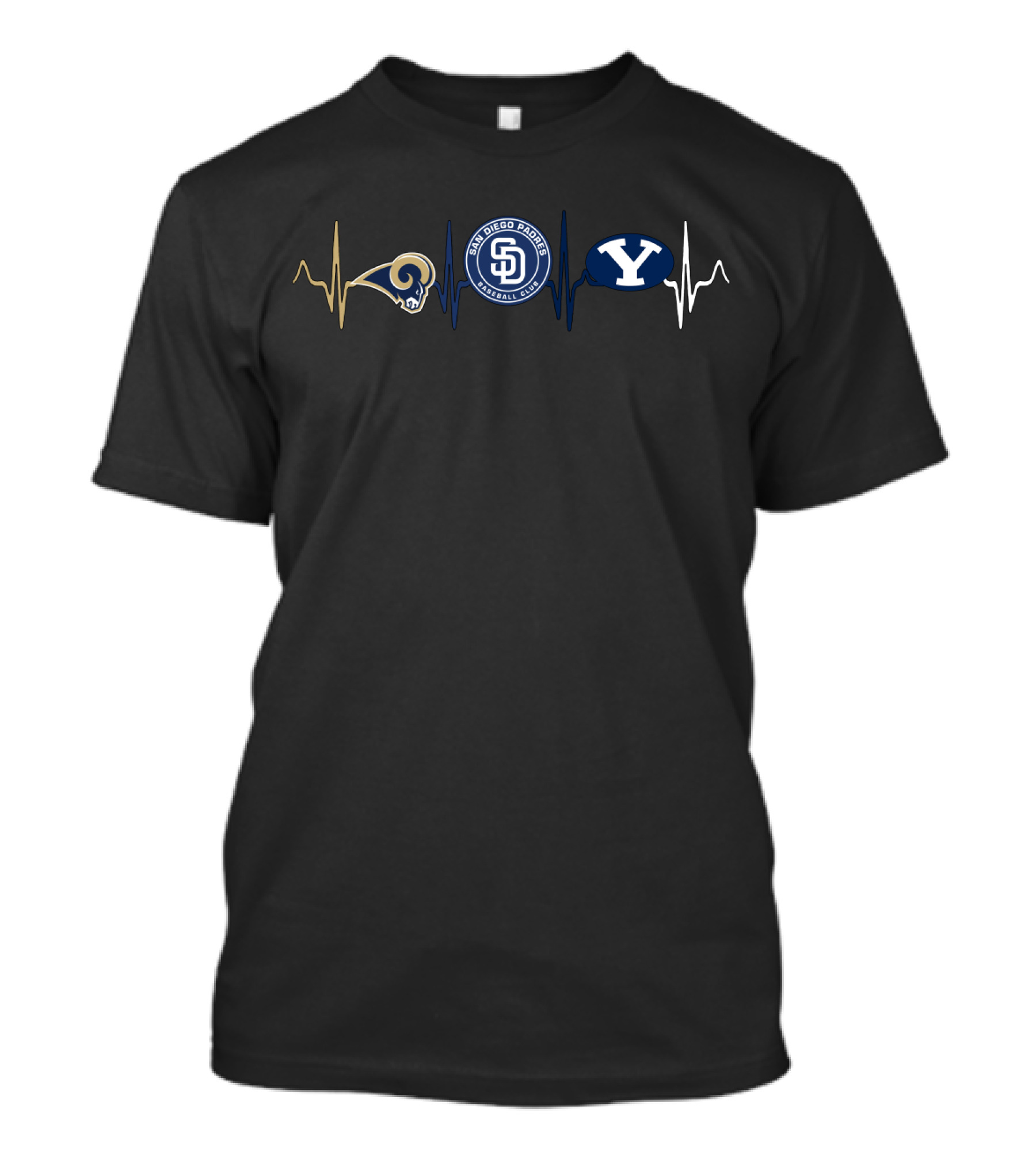 Rams Padres Byu Heartbeat Fan Love T-Shirt