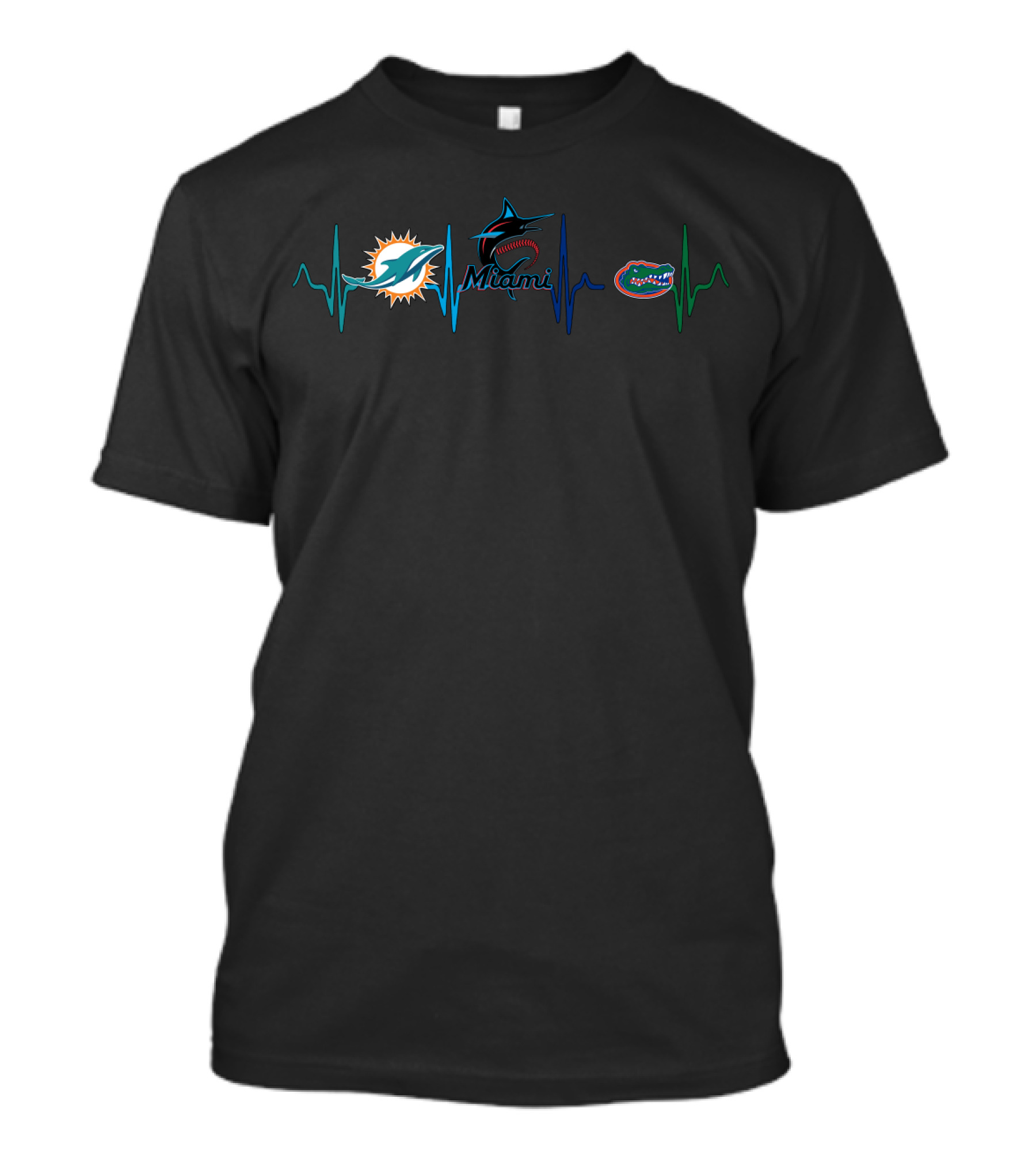 Miami Dolphins Marlins Florida Gators Heartbeat Fan Passion Fg T-Shirt