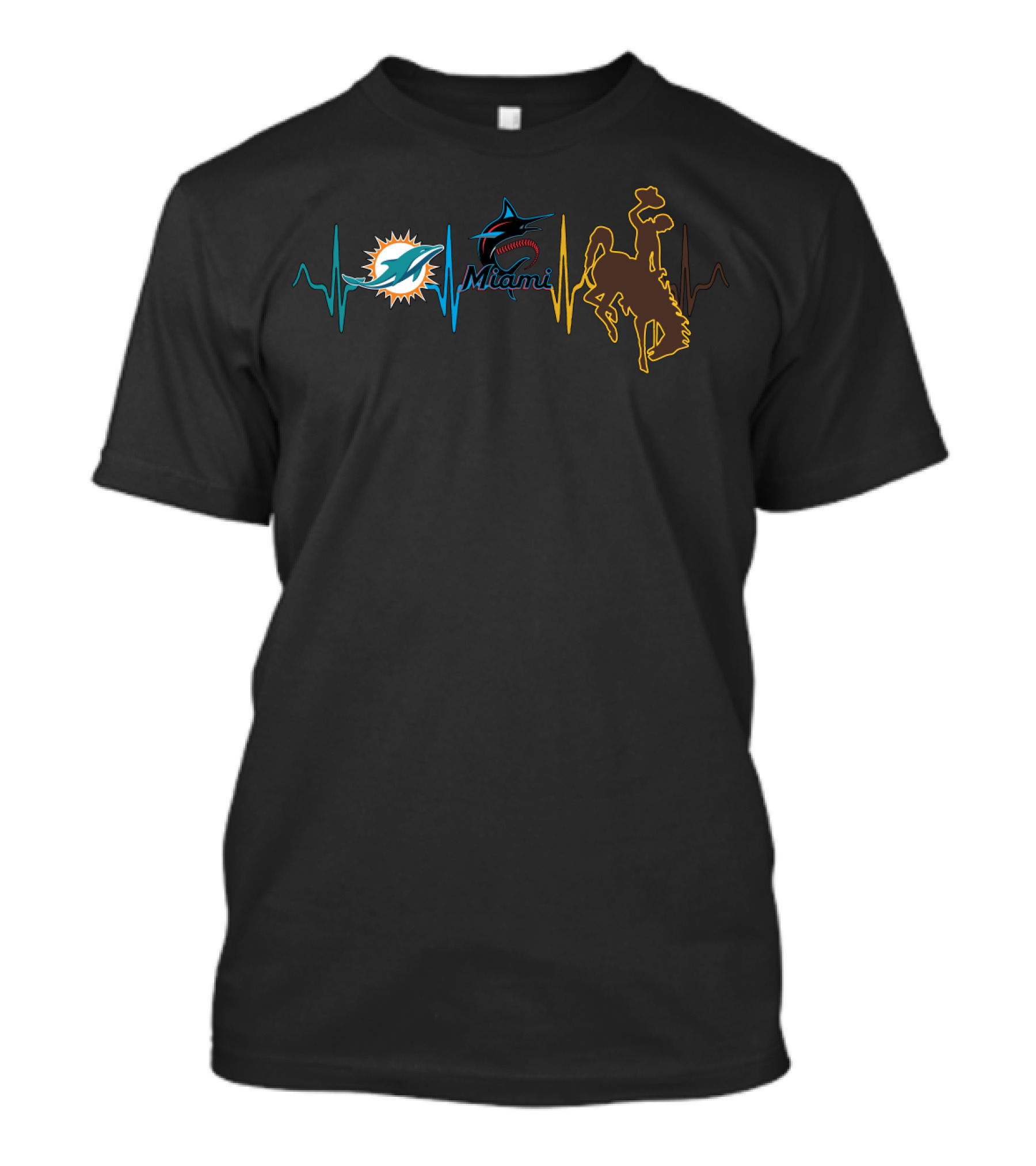 Miami Dolphins Marlins Cowboys Heartbeat Wc T-Shirt