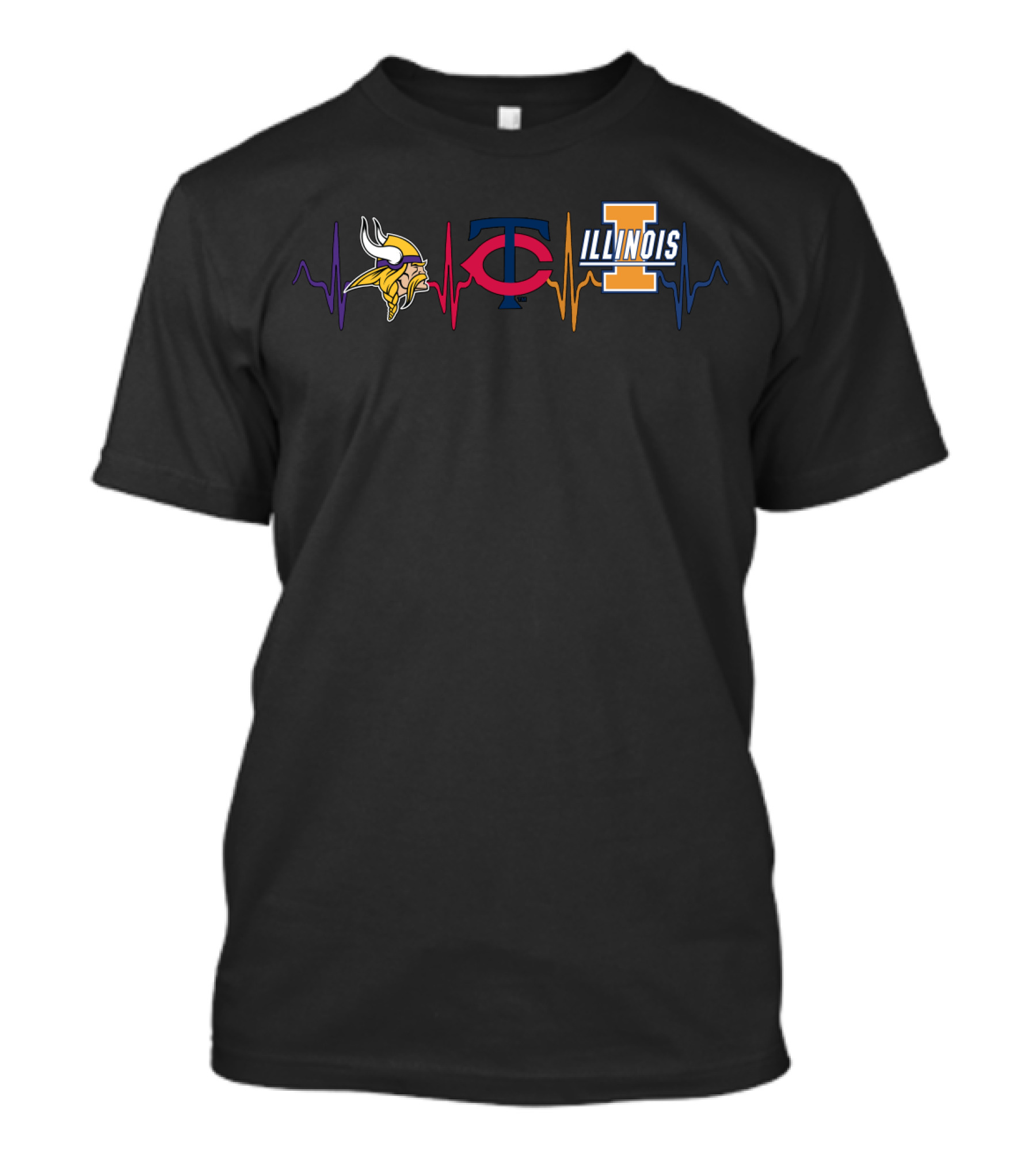 Love Minnesota Vikings And Twins With Illinois Fighting Illini Icons T-Shirt