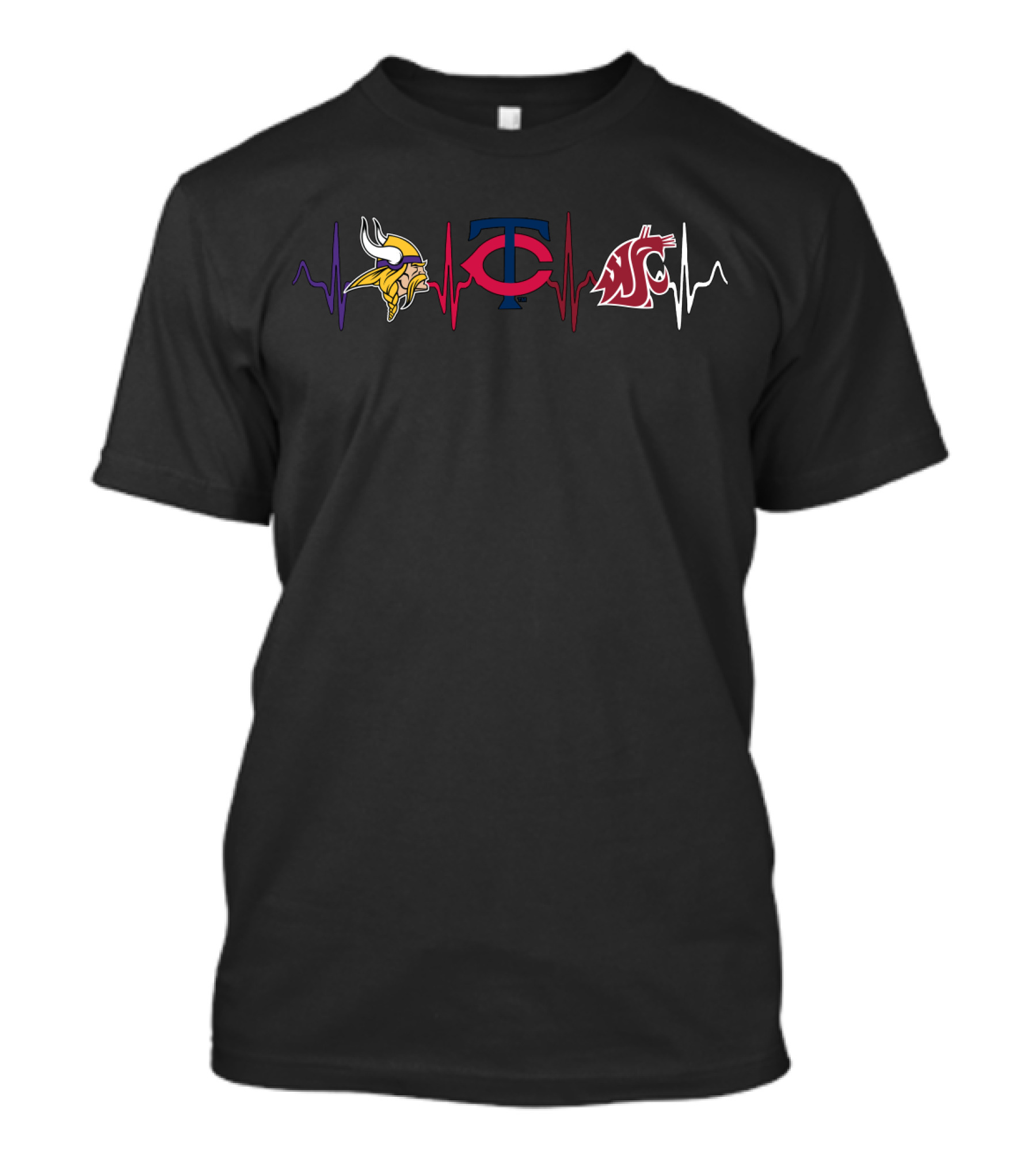Vikings Twins Wsc Heartbeat Fan T-Shirt