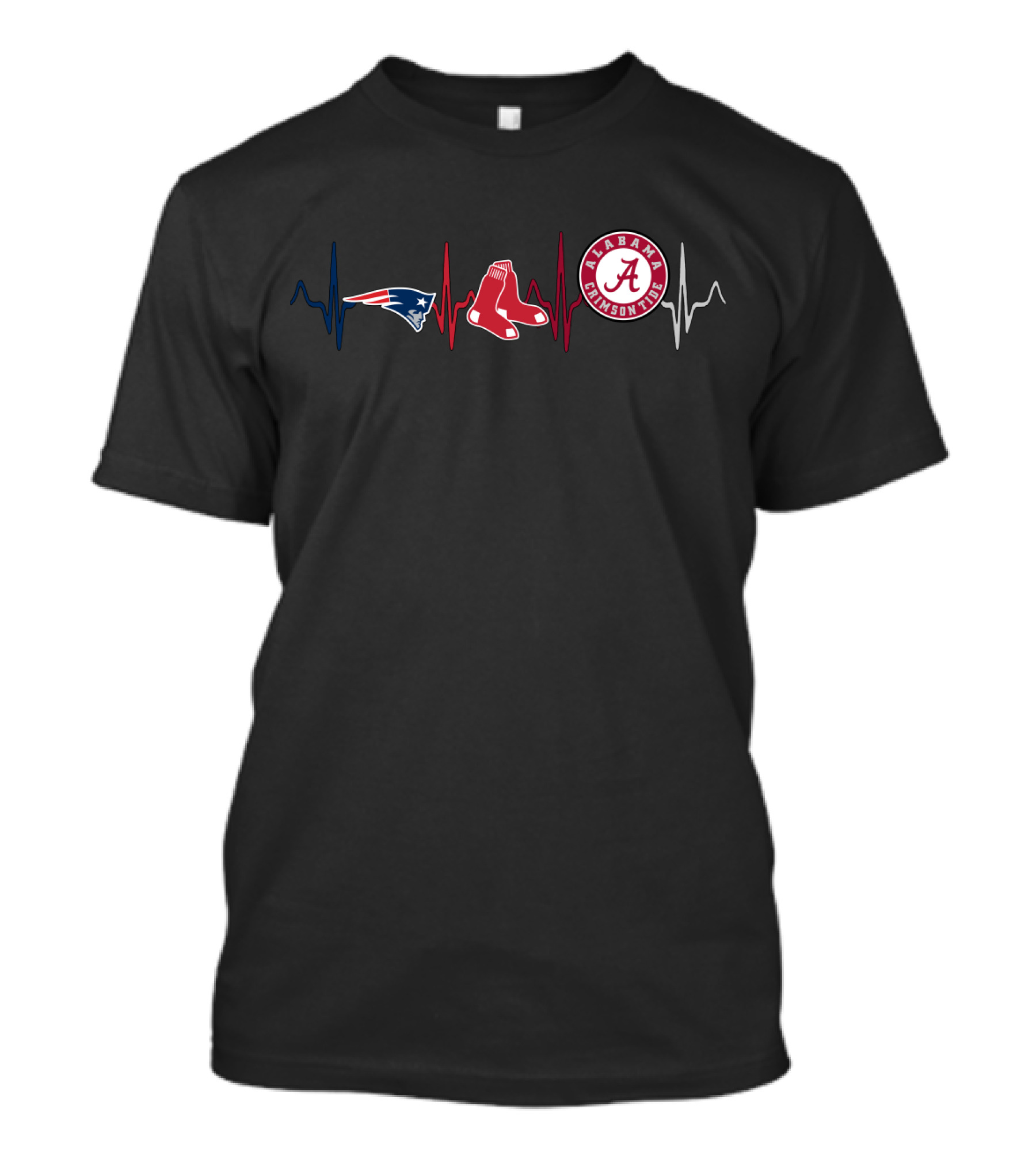New England Patriots Red Sox Alabama Crimson Tide Heartbeat T-Shirt