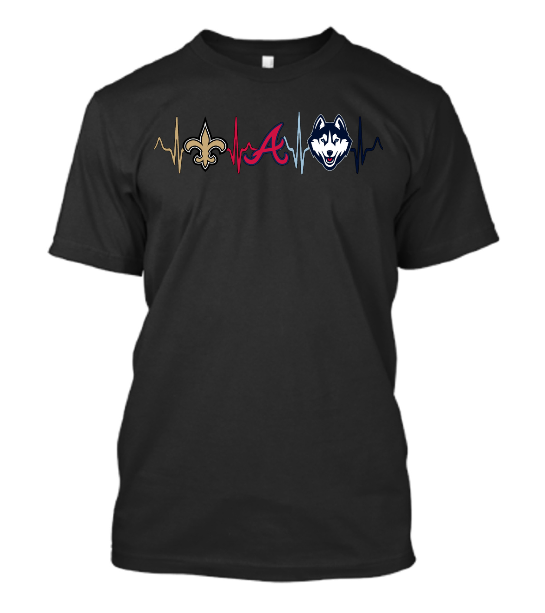 Saints Braves Huskies Heartbeat Love T-Shirt