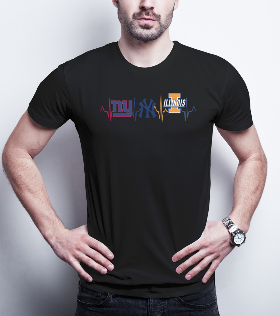 Love Giants Yankees Illinois Heartbeat T-Shirt