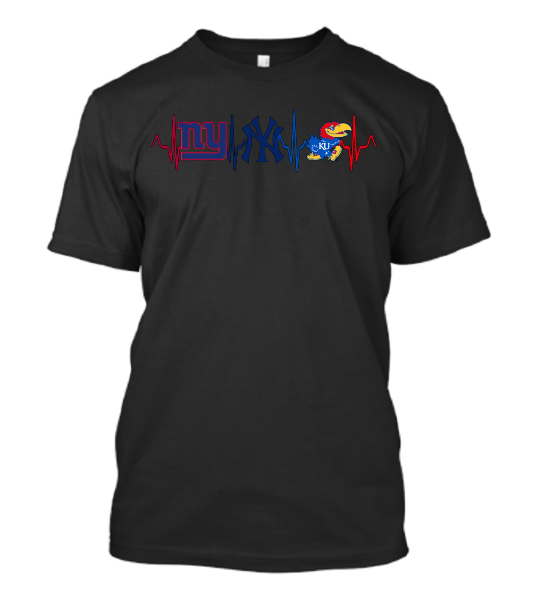 Ny Giants Yankees Ku Jayhawks Heartbeat T-Shirt