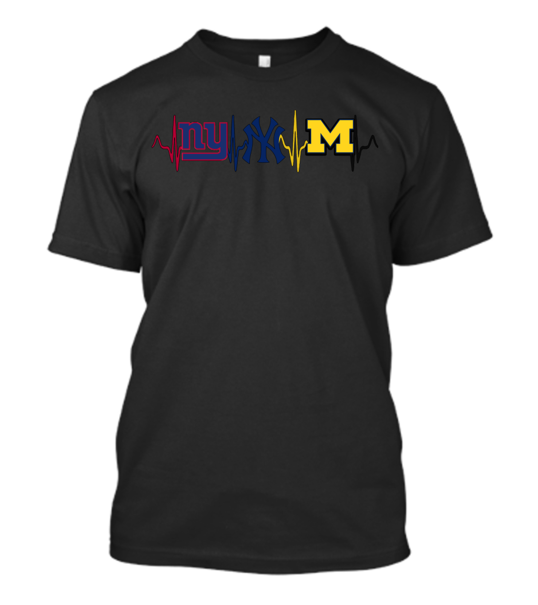 Ny Giants Ny Yankees Michigan Wolverines Heartbeat T-Shirt