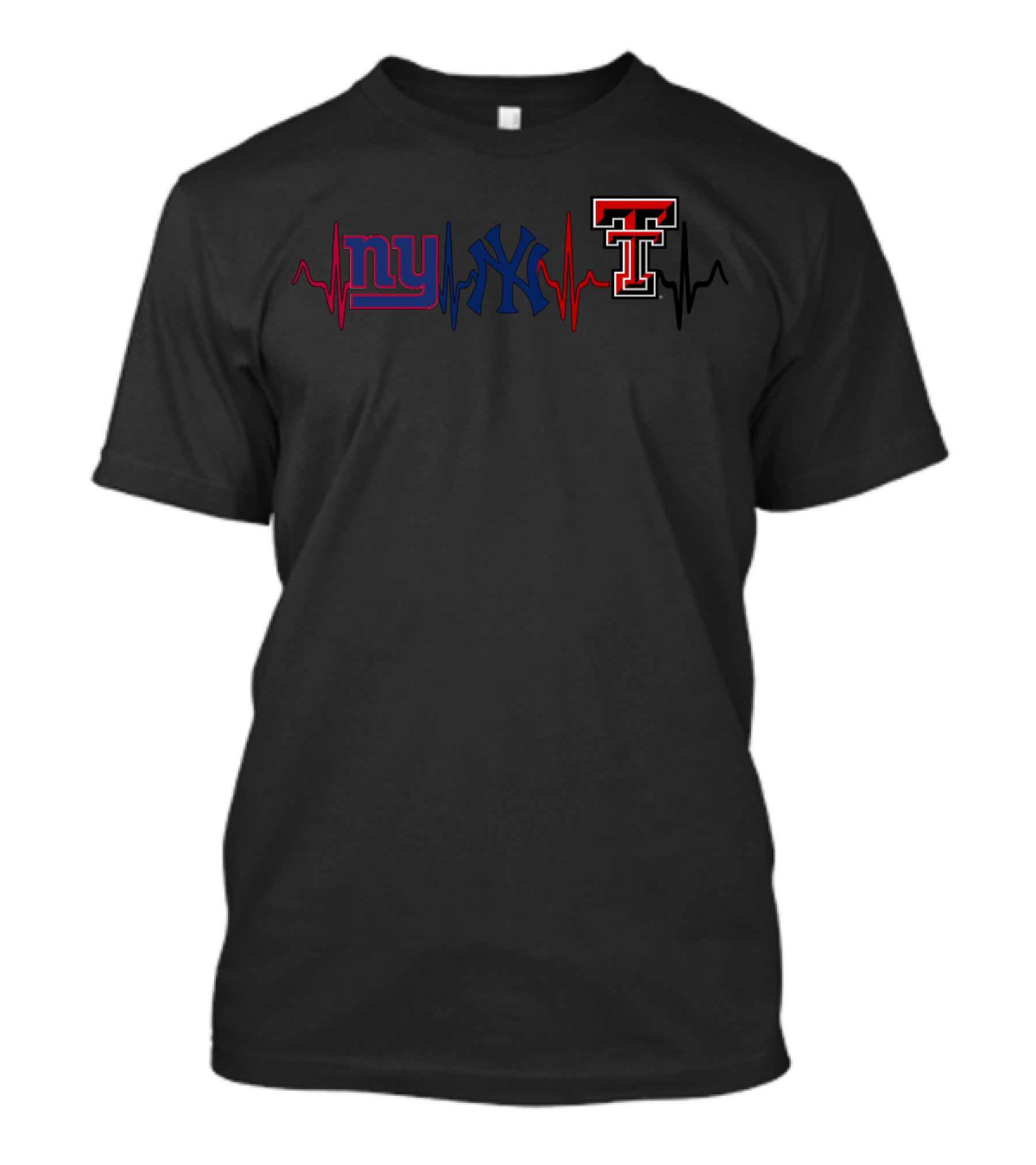 New York Giants Yankees Texas Tech Heartbeat T-Shirt