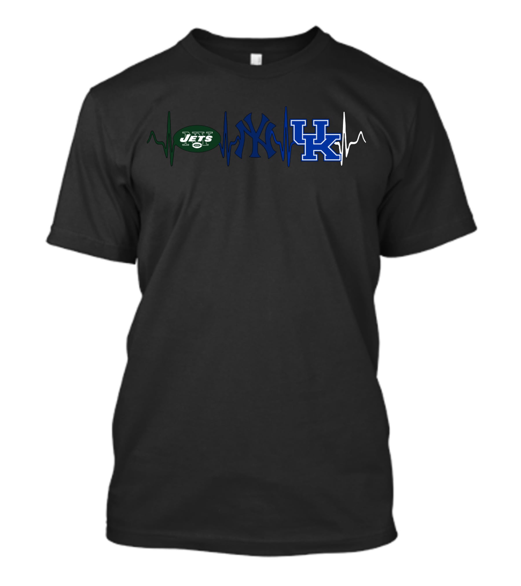 New York Jets Yankees Kentucky Wildcats Heartbeat Kw T-Shirt