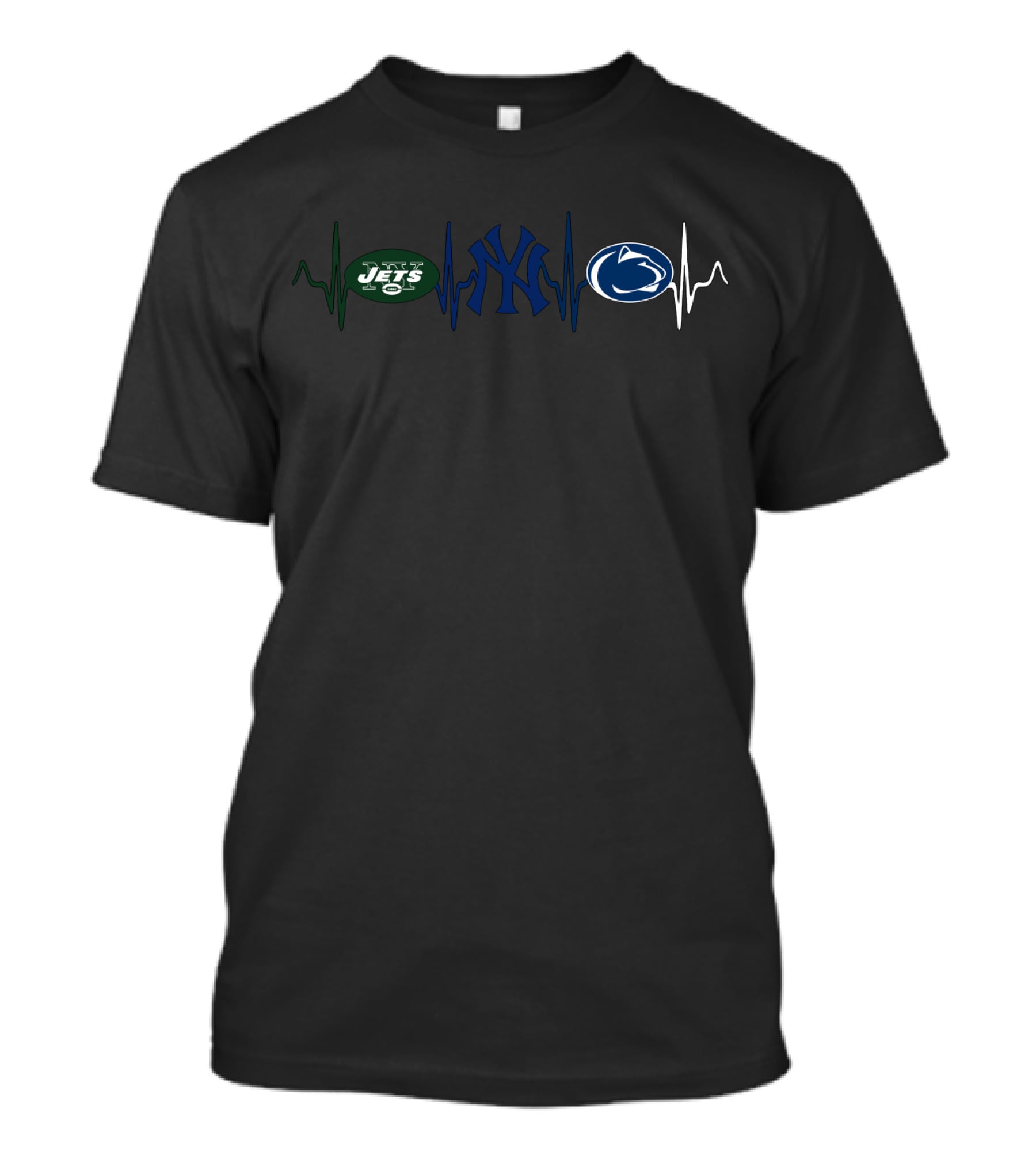 Love Jets Yankees Penn State Heartbeat T-Shirt