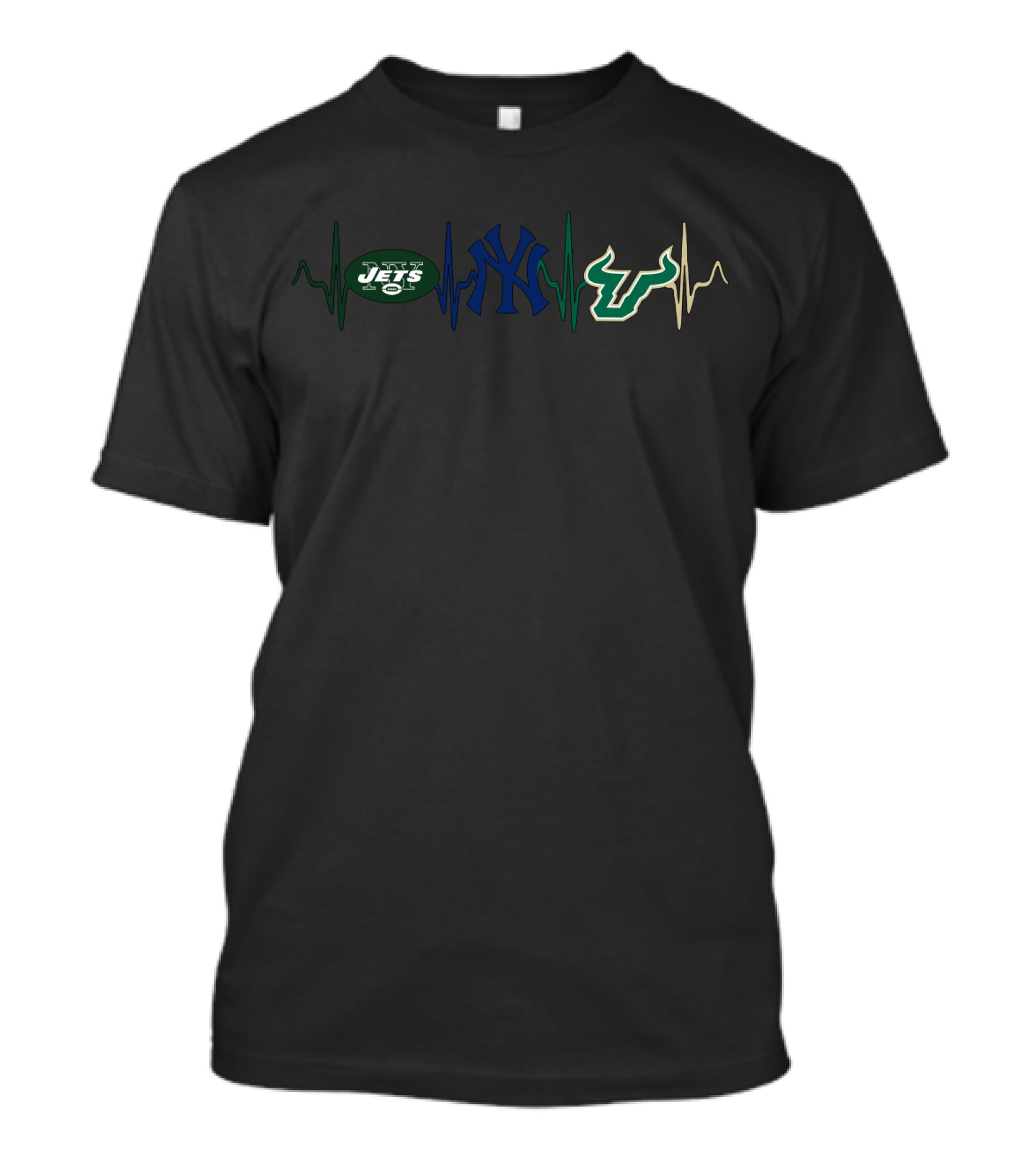 Jets Yankees Usf Heartbeat Love T-Shirt