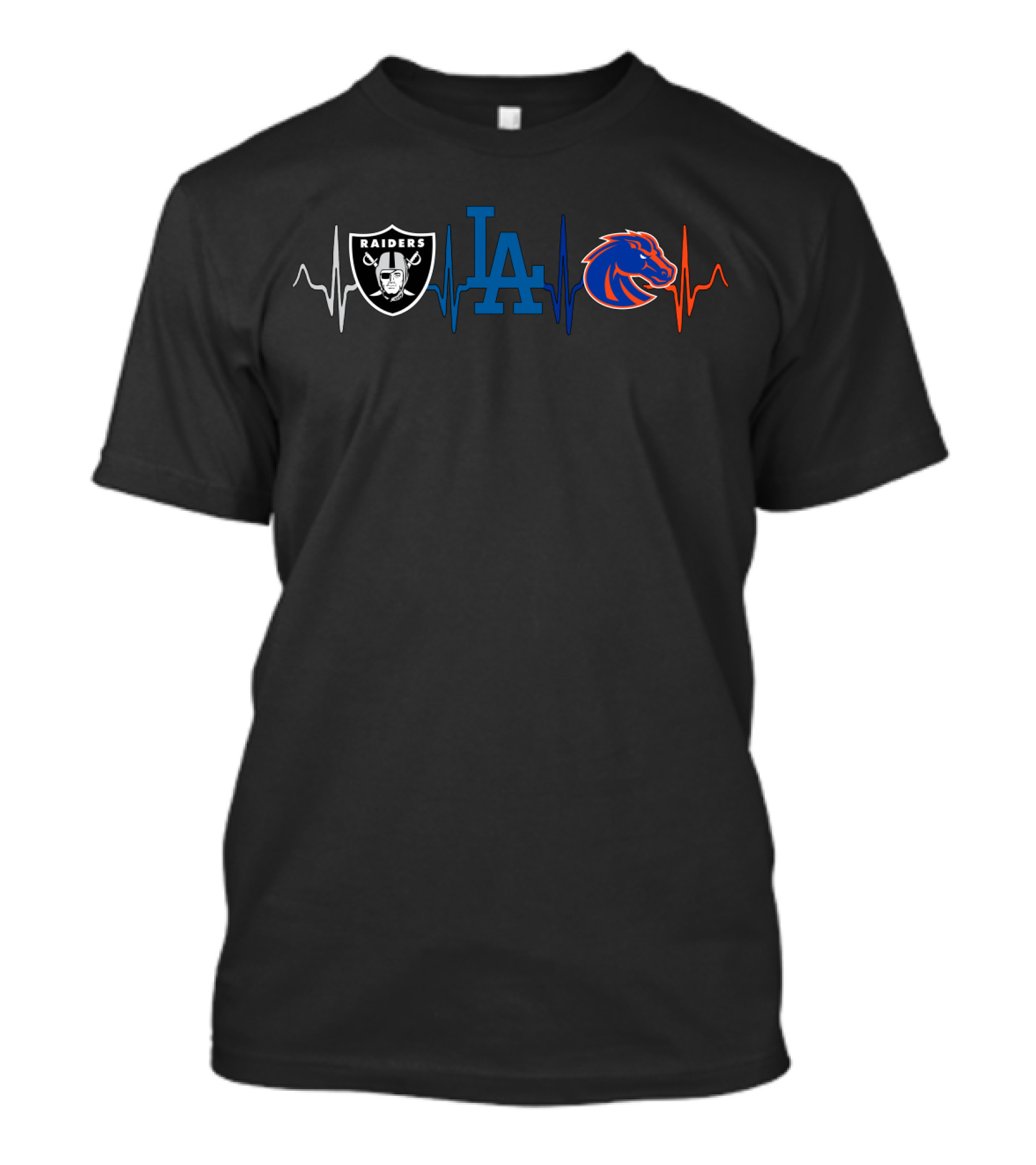 Love Raiders Dodgers Bsb Heartbeat T-Shirt