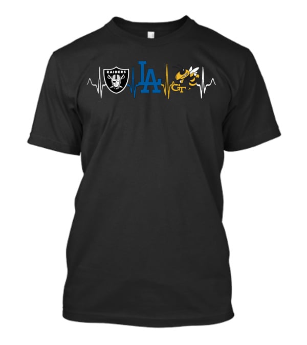 Raiders Dodgers Georgia Tech Heartbeat T-Shirt