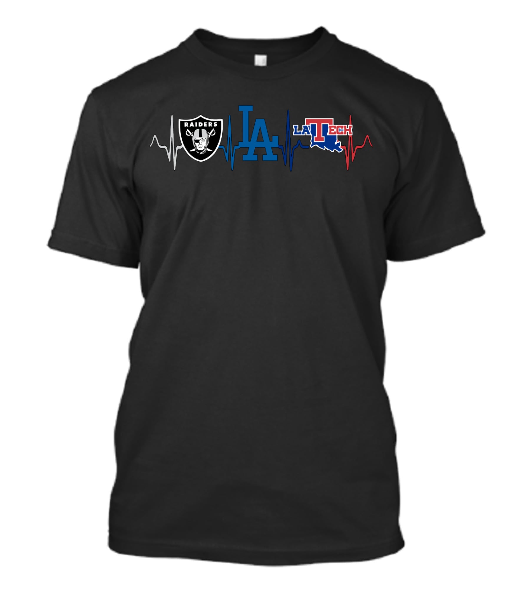 Raiders Dodgers La Tech Heartbeat T-Shirt