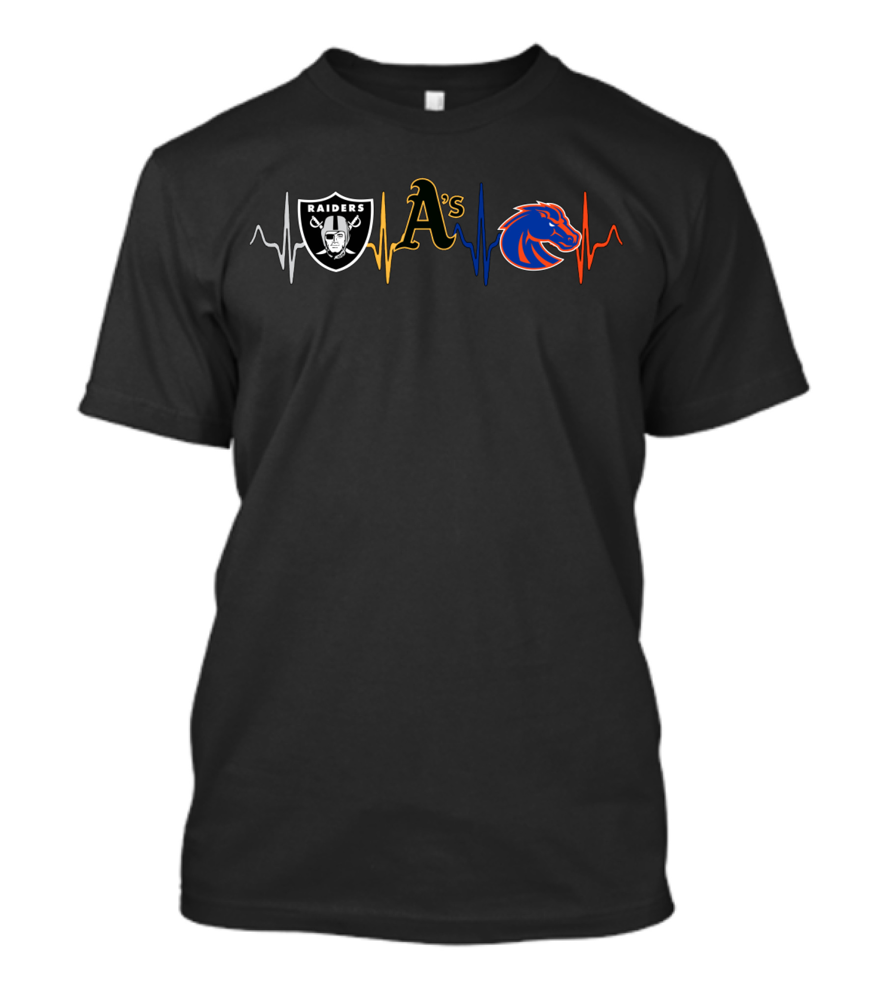 Raiders A's Boise State Broncos Heartbeat T-Shirt