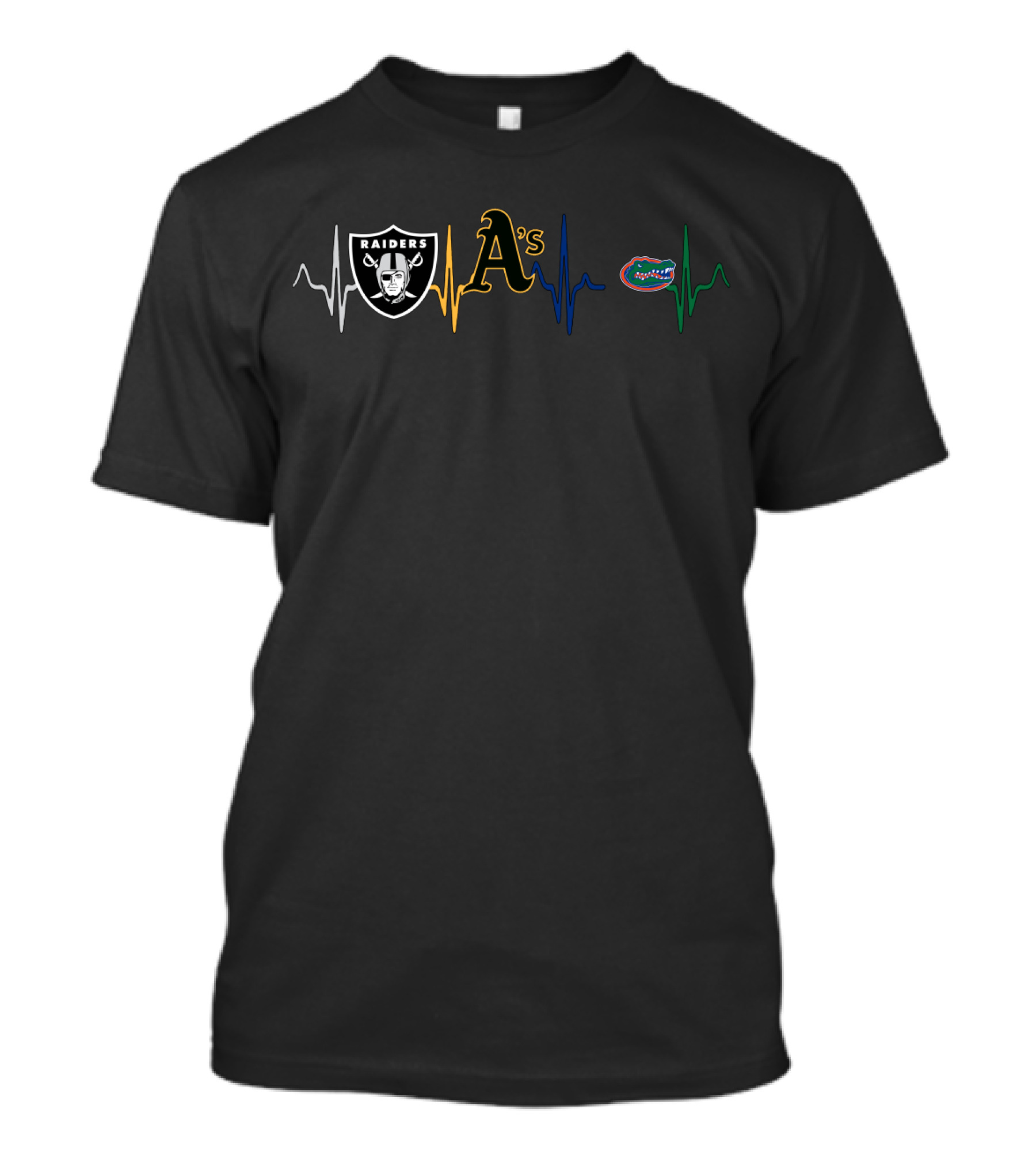 Raiders Athletics A's Gators Heartbeat Fg T-Shirt