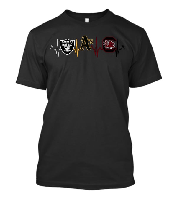 Raiders A's Gamecocks Heartbeat T-Shirt