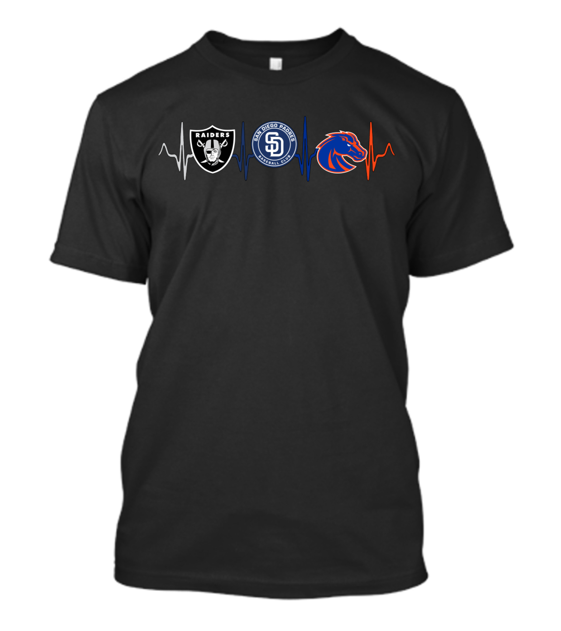 Raiders Padres Broncos Heartbeat Bsb T-Shirt