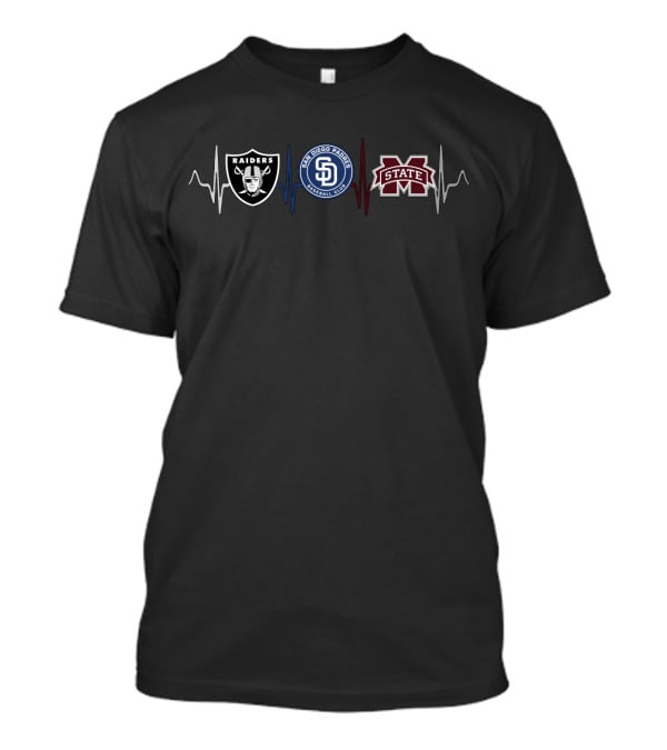Raiders Padres Mississippi State Heartbeat Love T-Shirt