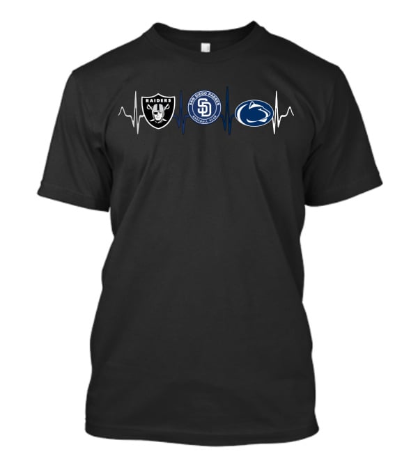 Raiders San Diego Padres Penn State Nittany Lions Heartbeat T-Shirt