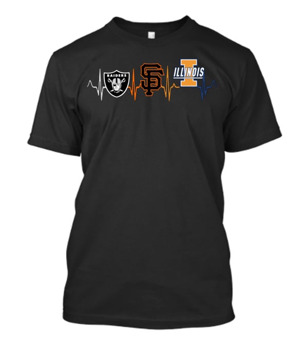 Raiders Giants Illinois Heartbeat T-Shirt