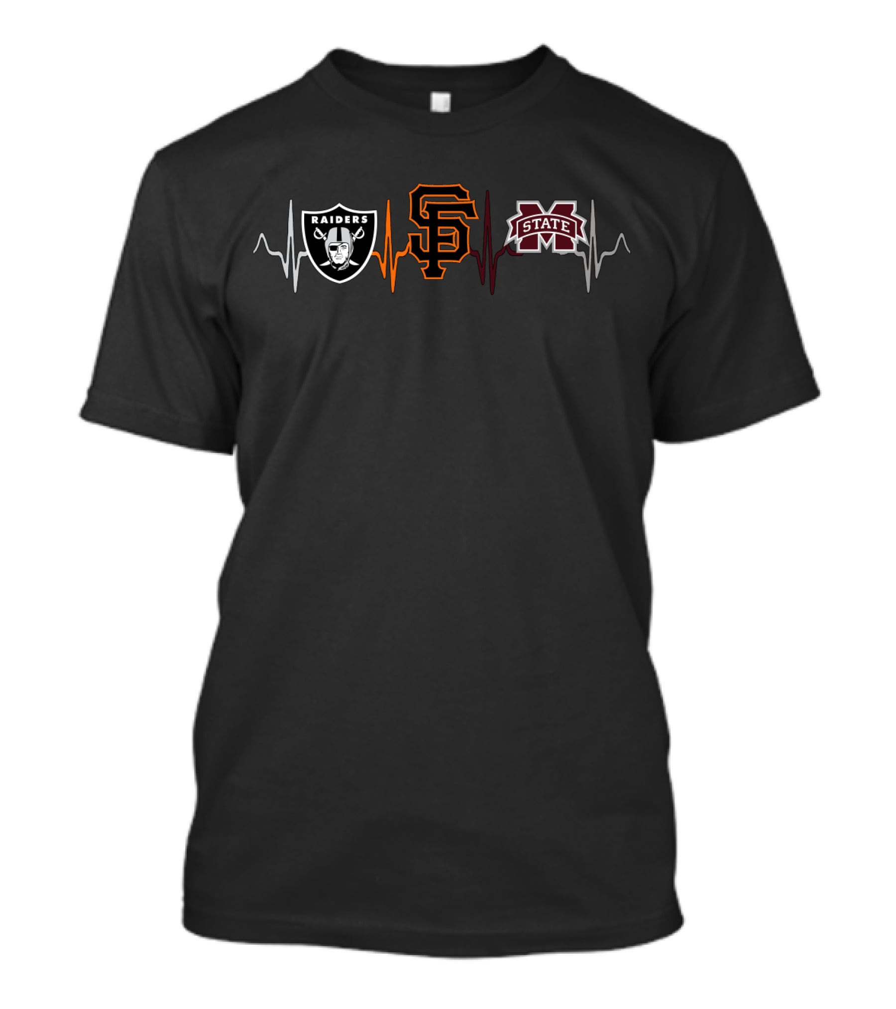 Raiders Giants Msu Heartbeat T-Shirt