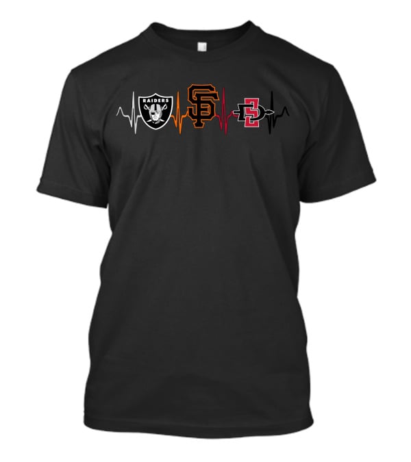Raiders Giants San Diego State Aztecs Heartbeat T-Shirt