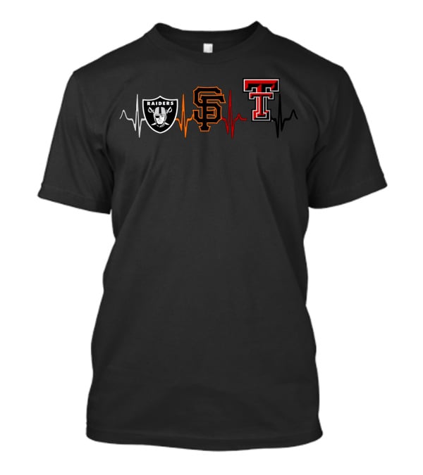 Raiders Giants Texas Tech Heartbeat T-Shirt
