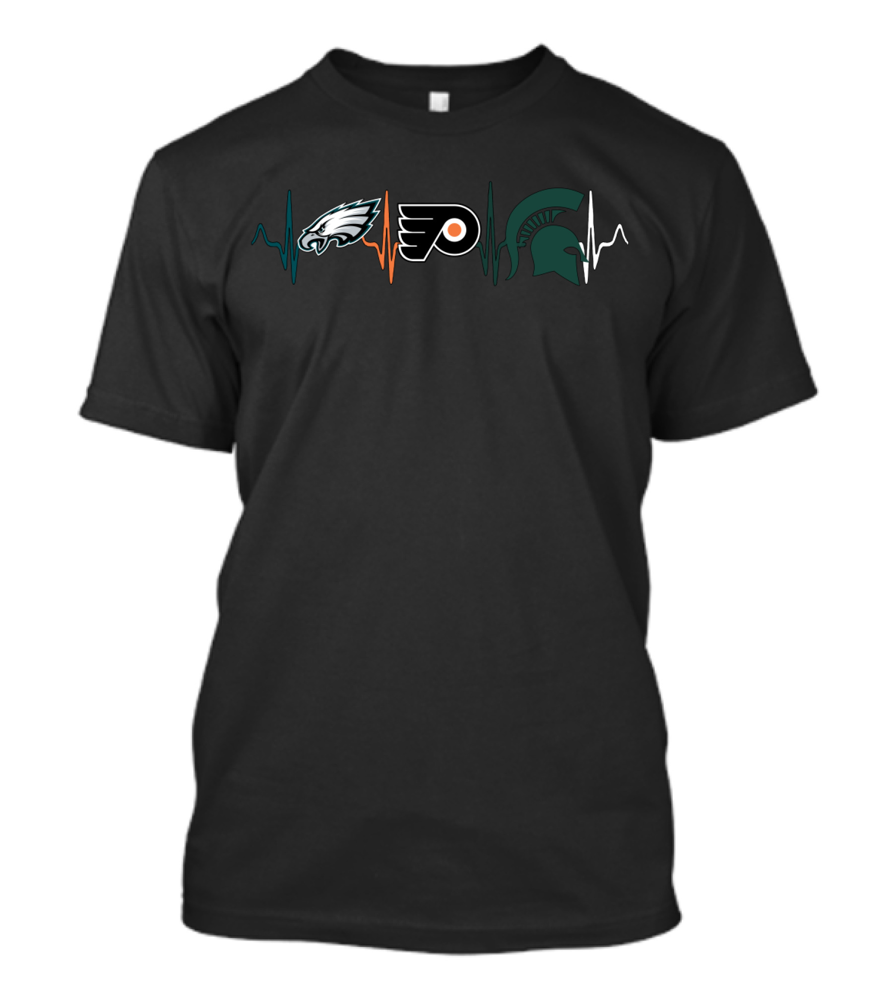 Love Eagles Flyers Michigan State Spartans Heartbeat T-Shirt