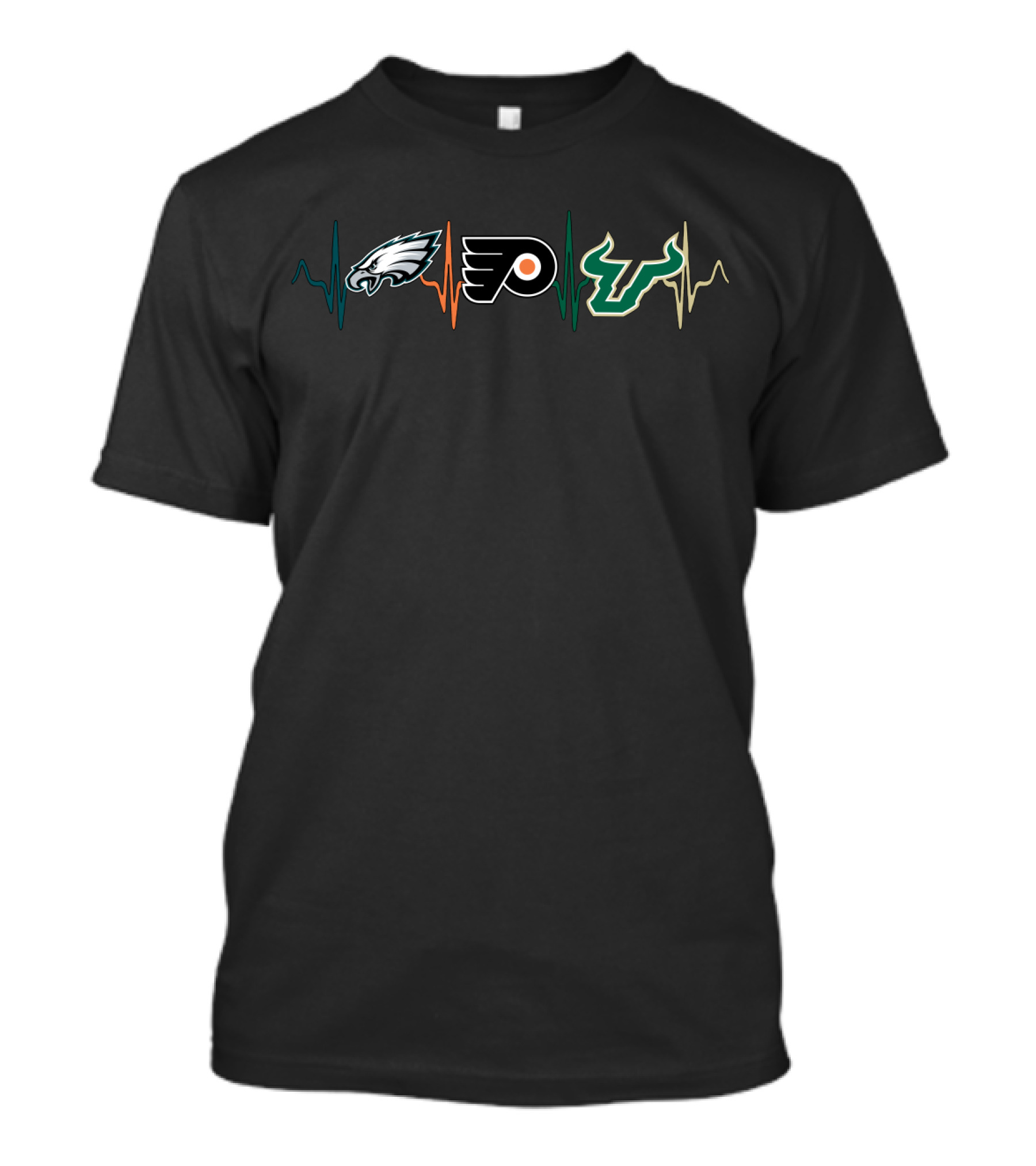 Eagles Flyers Bulls Heartbeat Love Sfb T-Shirt