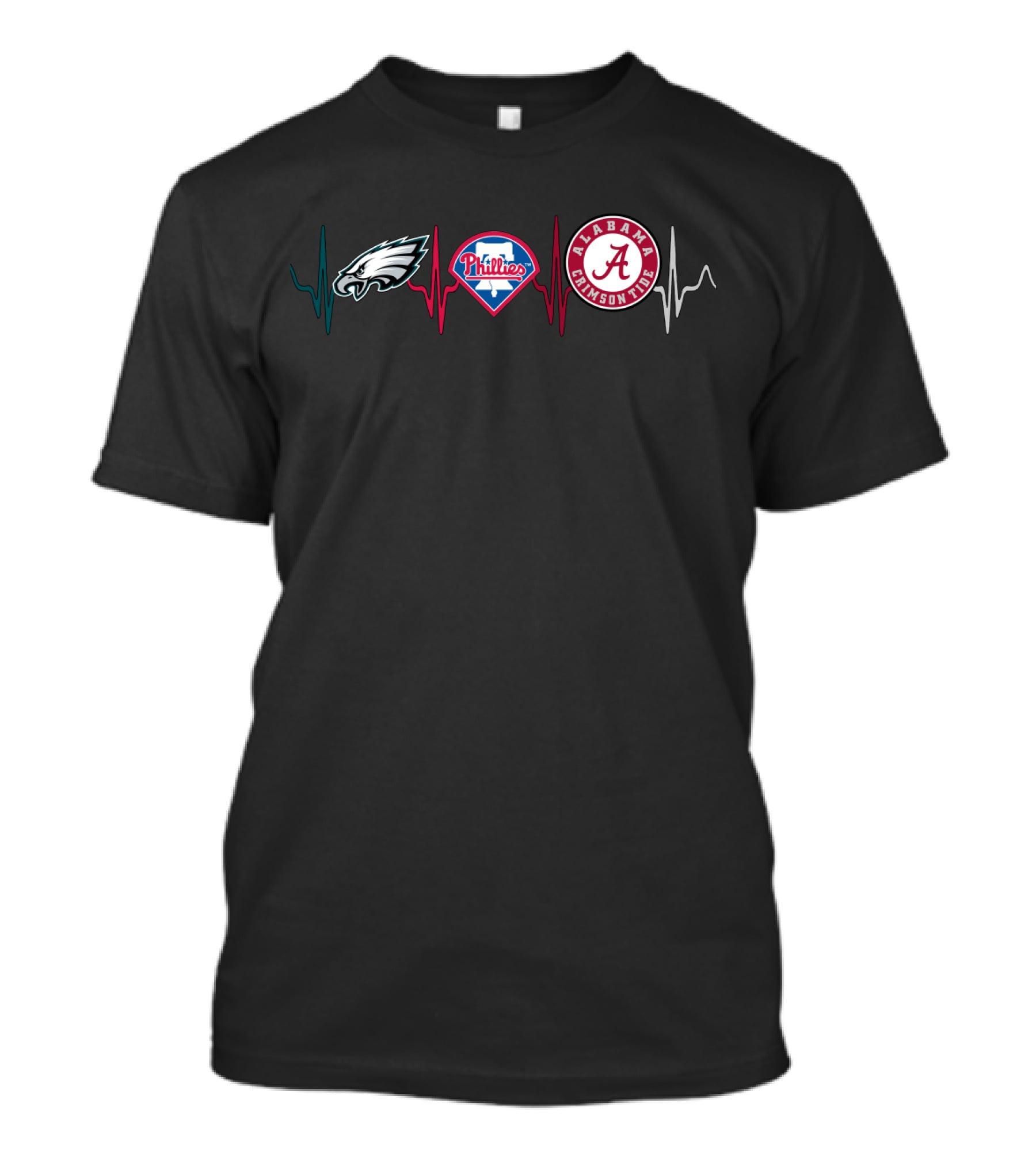 Eagles Phillies Alabama Crimson Tide Heartbeat T-Shirt