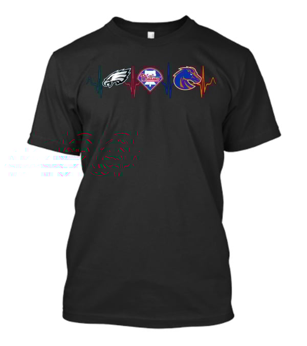 Philadelphia Eagles Phillies Boise State Broncos Heartbeat Love Bsb T-Shirt