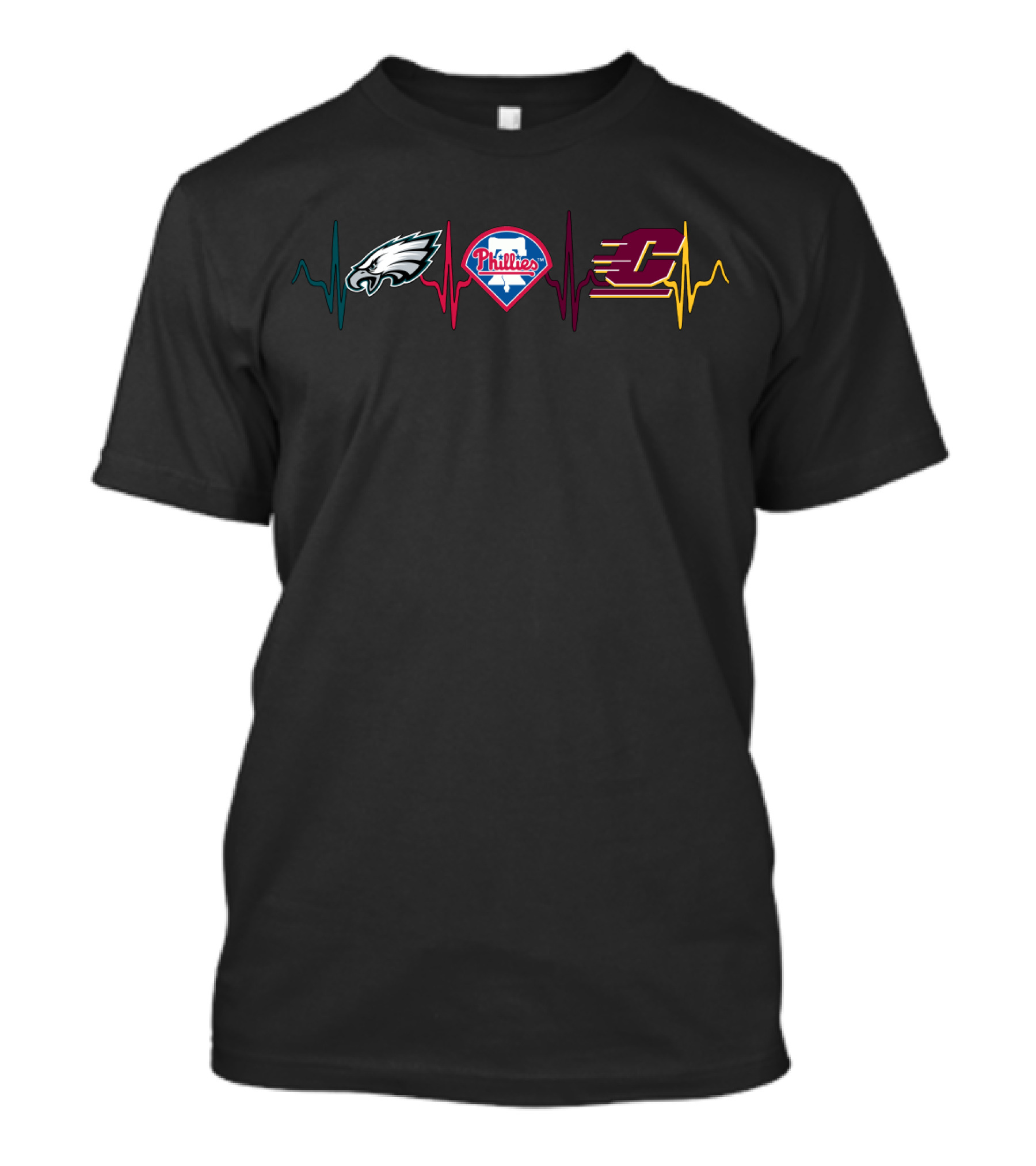 Eagles Phillies Cmc Heartbeat Sports Fan Collaboration T-Shirt