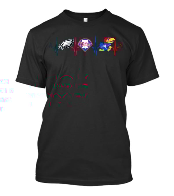 Eagles Phillies Ku Heartbeat T-Shirt