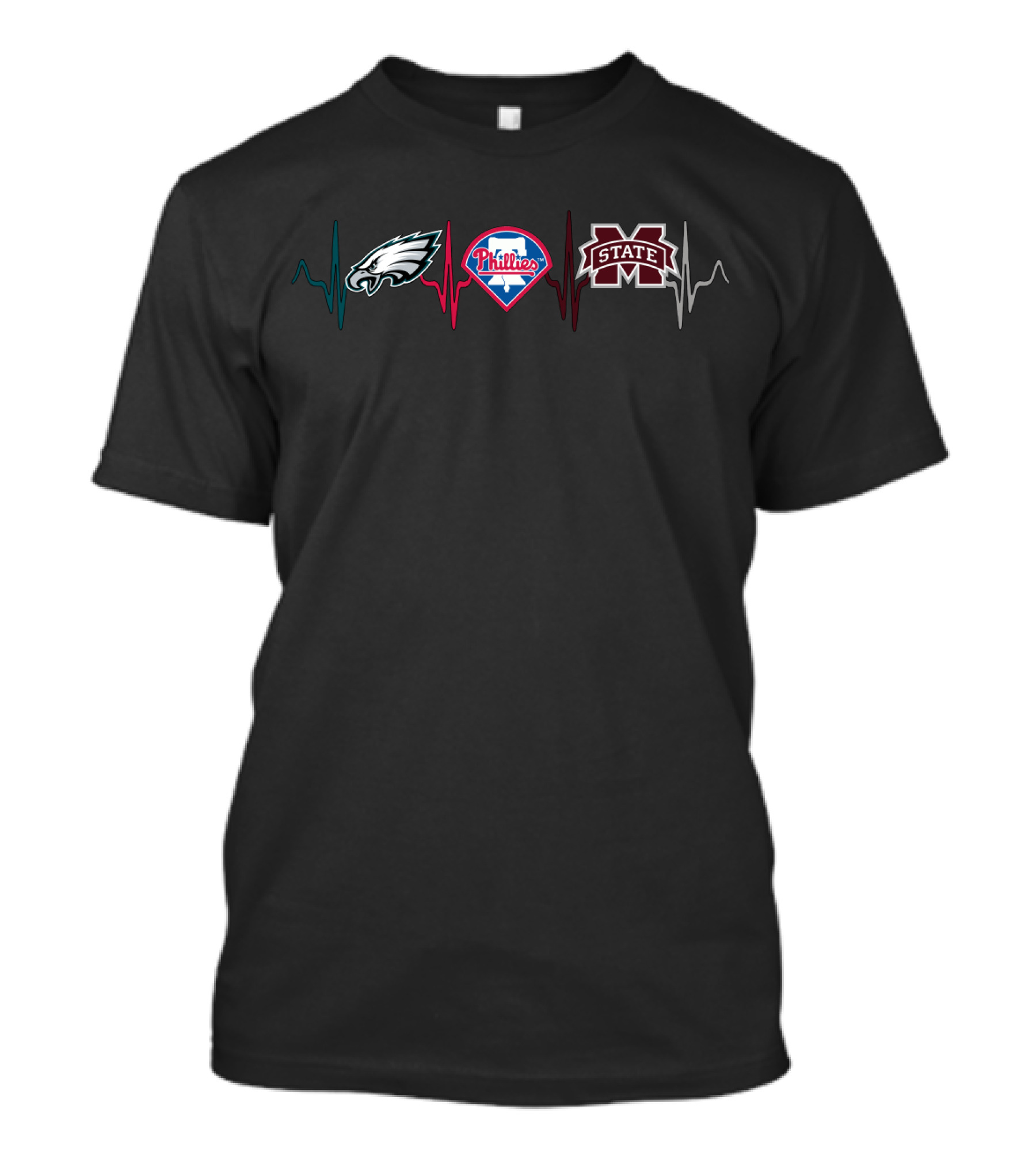 Eagles Phillies Mississippi State Heartbeat T-Shirt