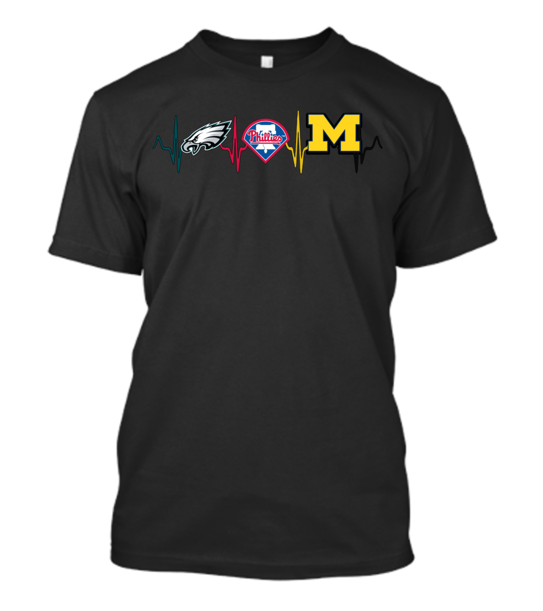 Philadelphia Eagles Phillies Michigan Wolverines Heartbeat T-Shirt