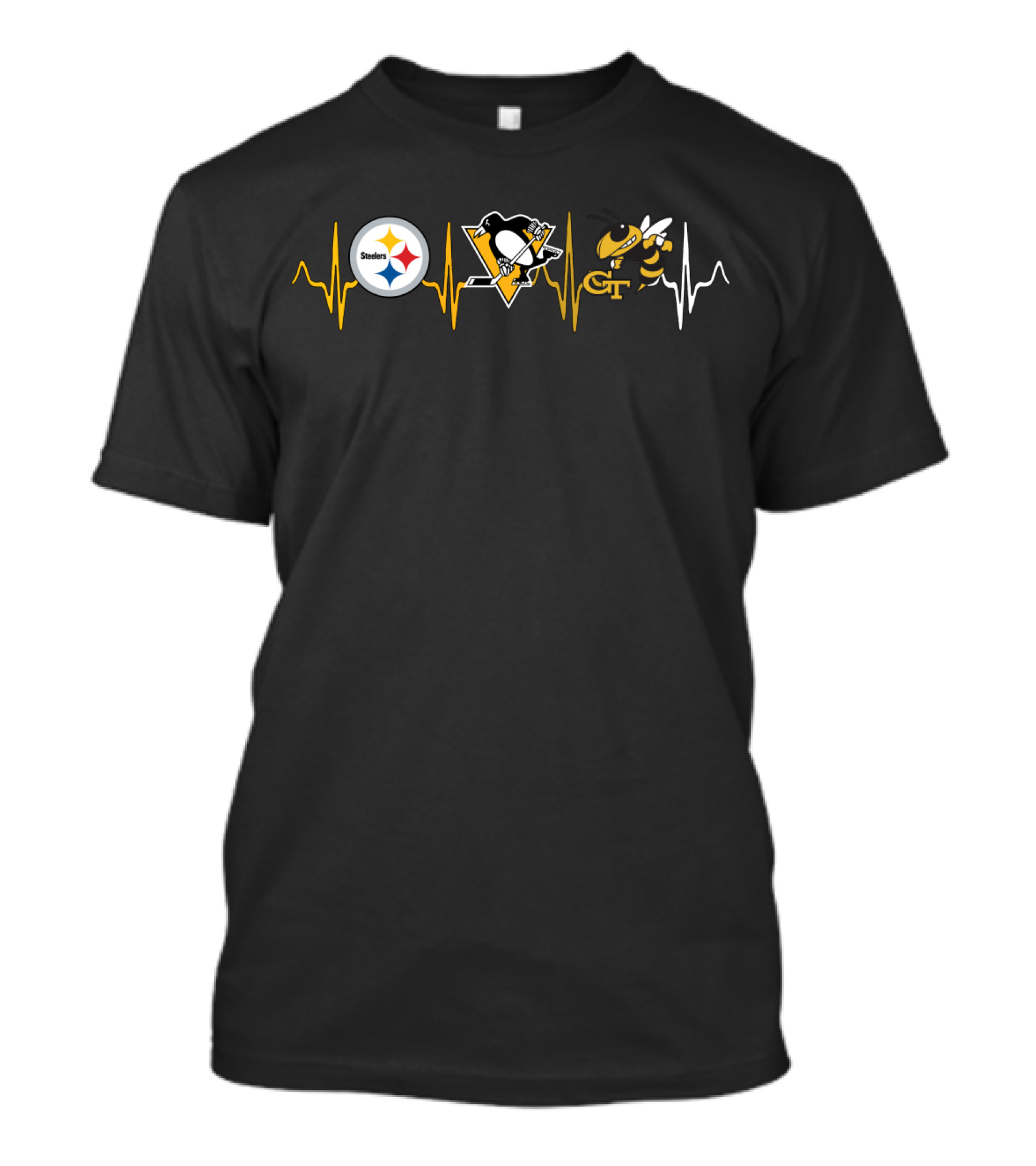 Steelers Penguins Georgia Tech Buzz Heartbeat T-Shirt