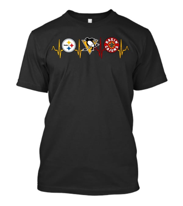 Steelers Penguins Ragin Cajuns Heartbeat T-Shirt