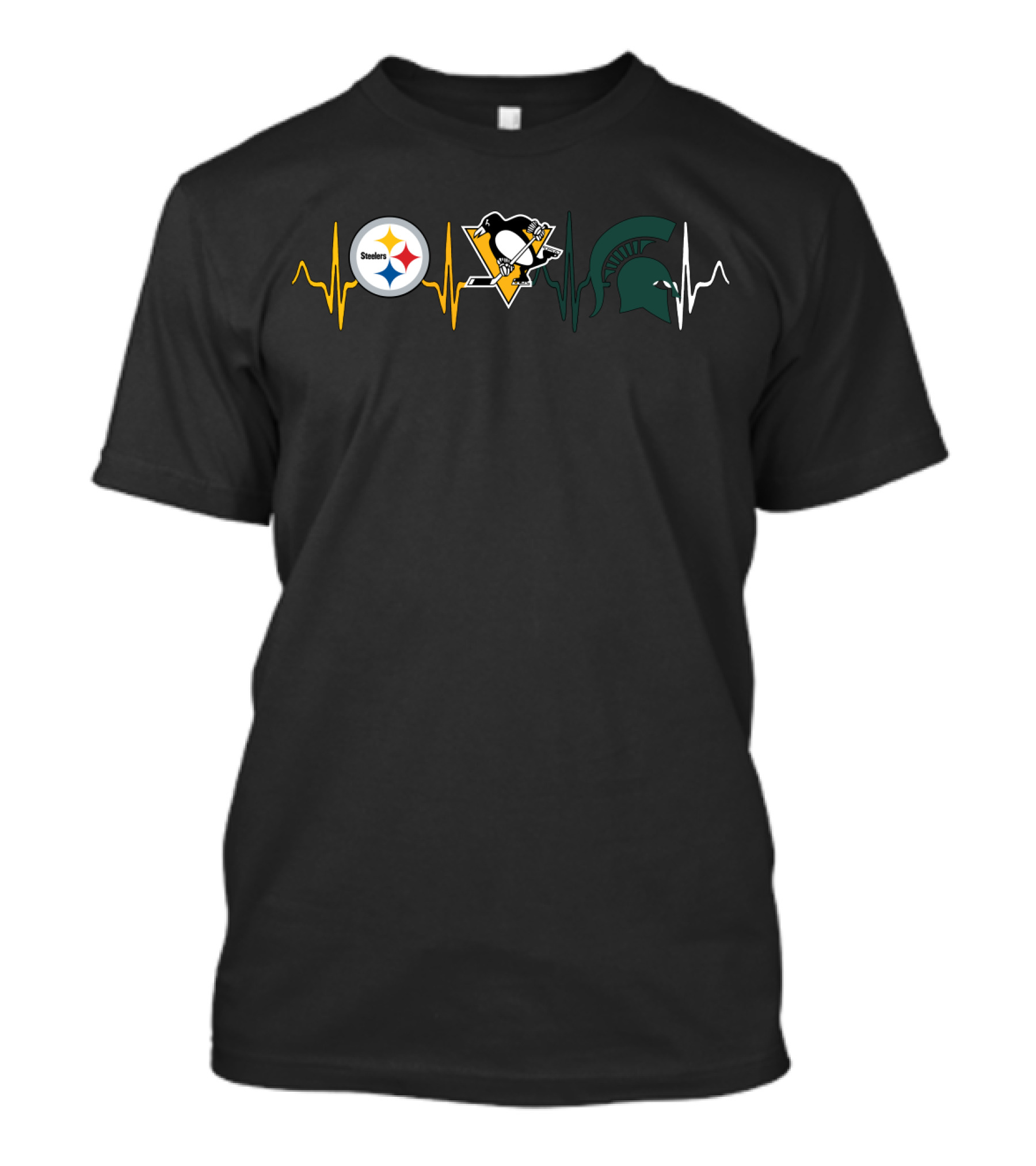 Steelers Penguins Michigan State Spartans Heartbeat Fans Mss T-Shirt