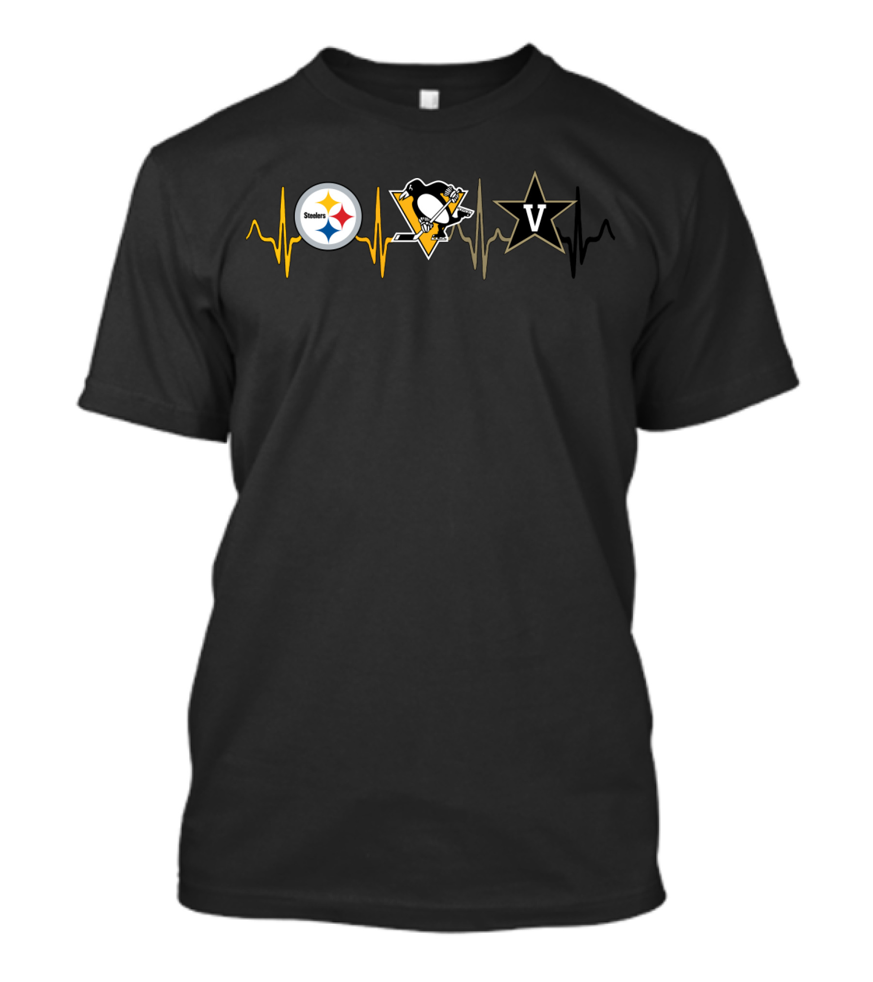 Steelers Penguins Vanderbilt Heartbeat Icons T-Shirt